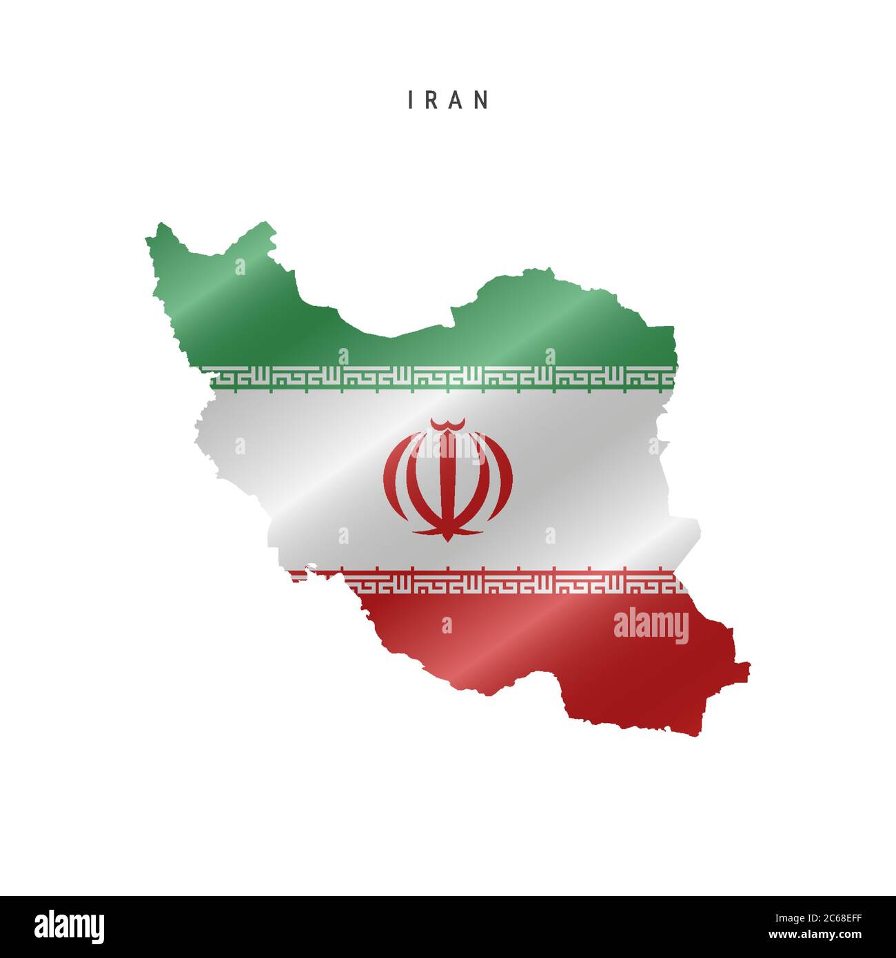 Detailed waving flag map of Iran. Vector map with masked flag Stock ...