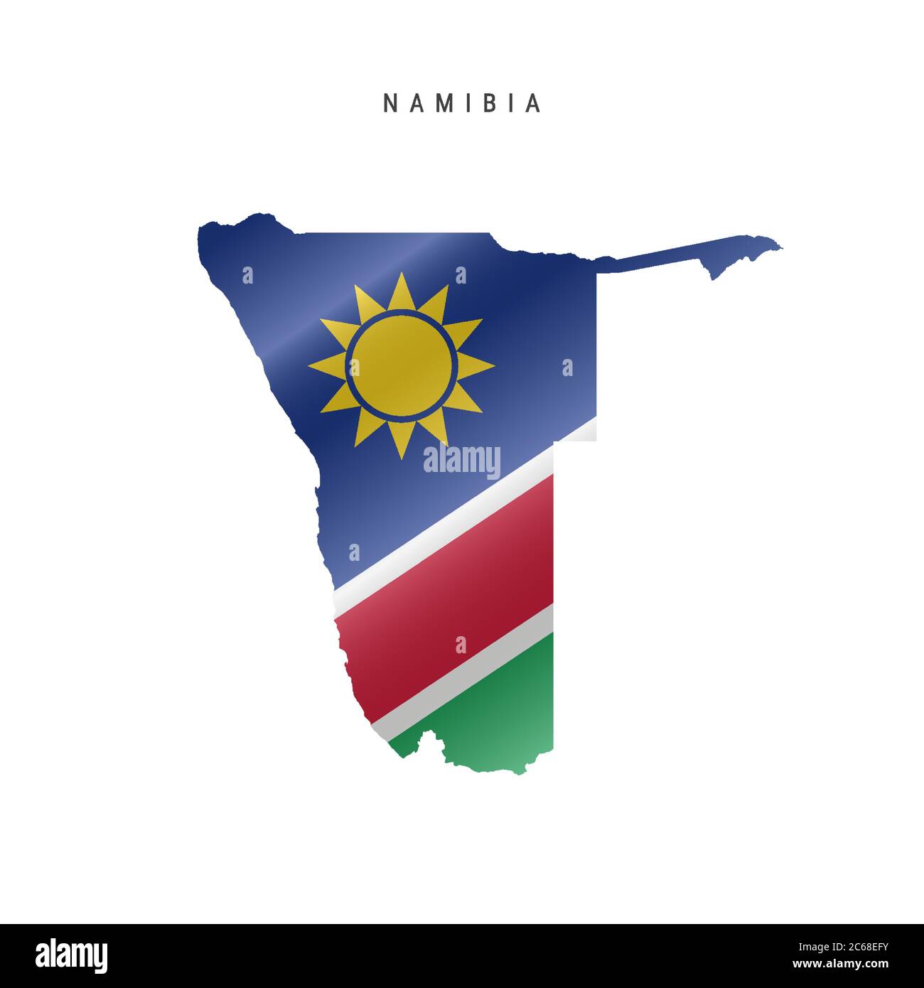 Detailed waving flag map of Namibia. Vector map with masked flag Stock ...