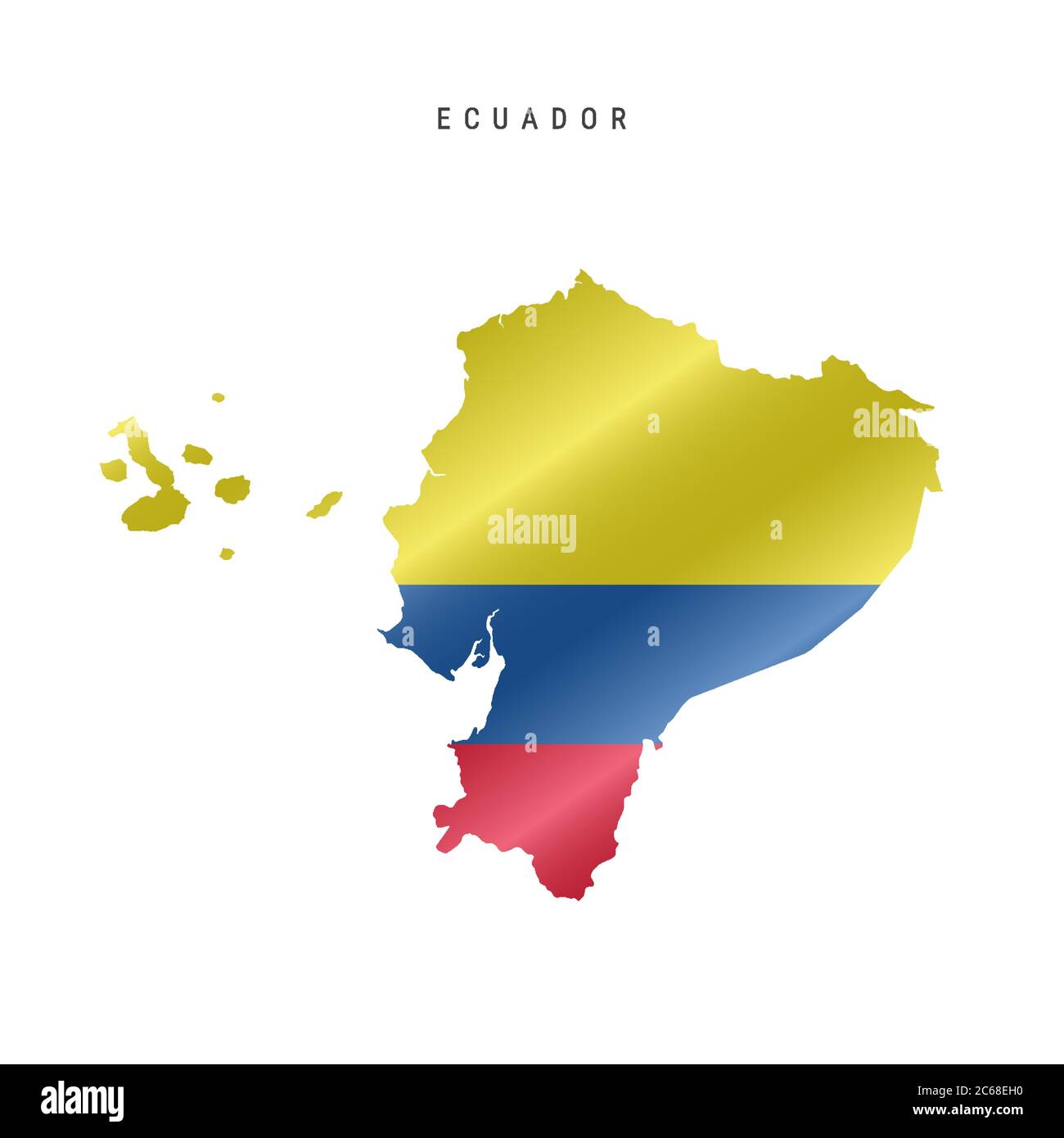 Detailed Waving Flag Map Of Ecuador Vector Map With Masked Flag Stock