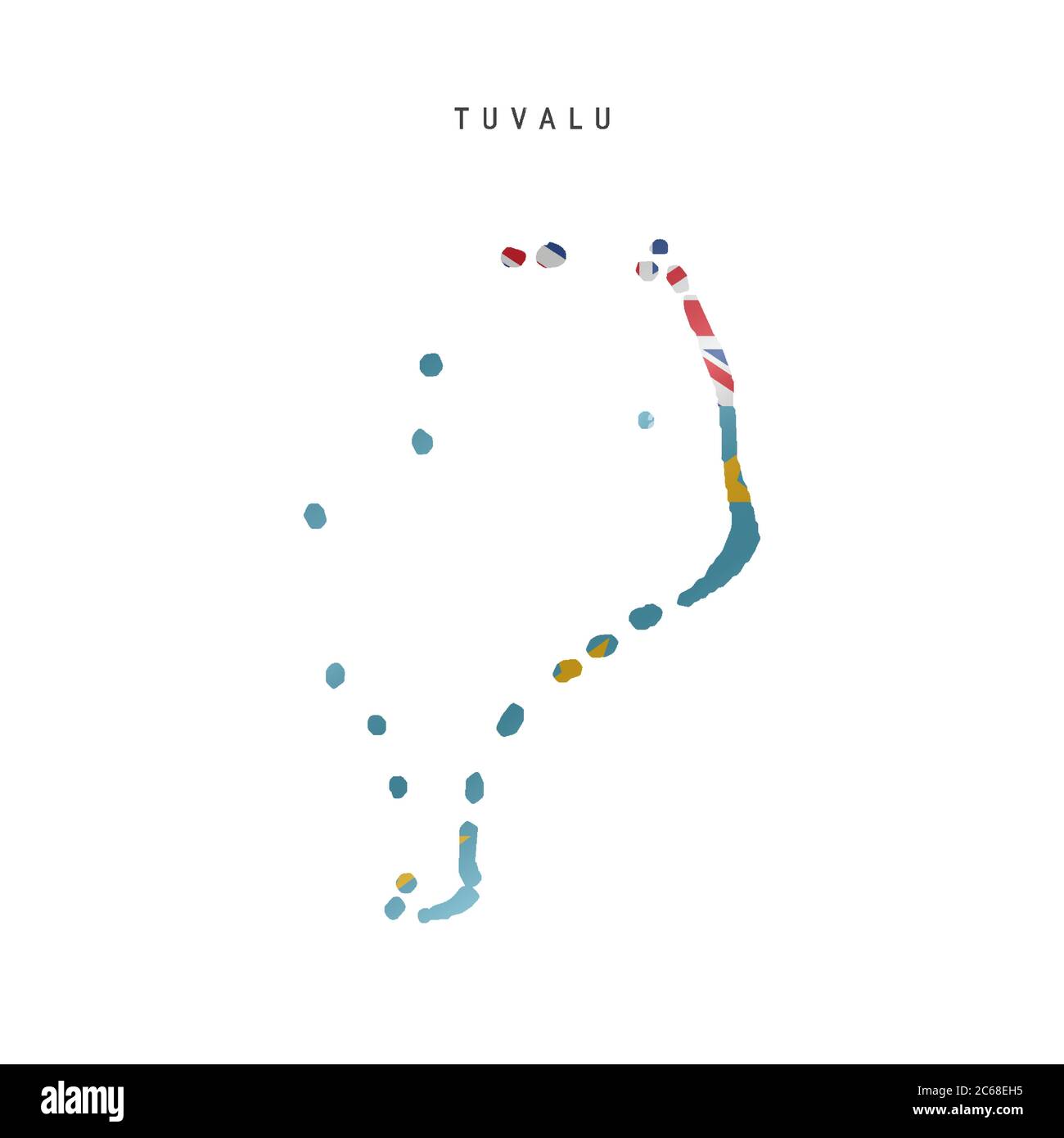 Detailed waving flag map of Tuvalu. Vector map with masked flag Stock ...