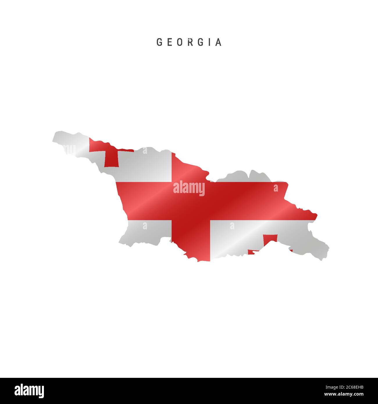 Detailed waving flag map of Georgia. Vector map with masked flag Stock ...