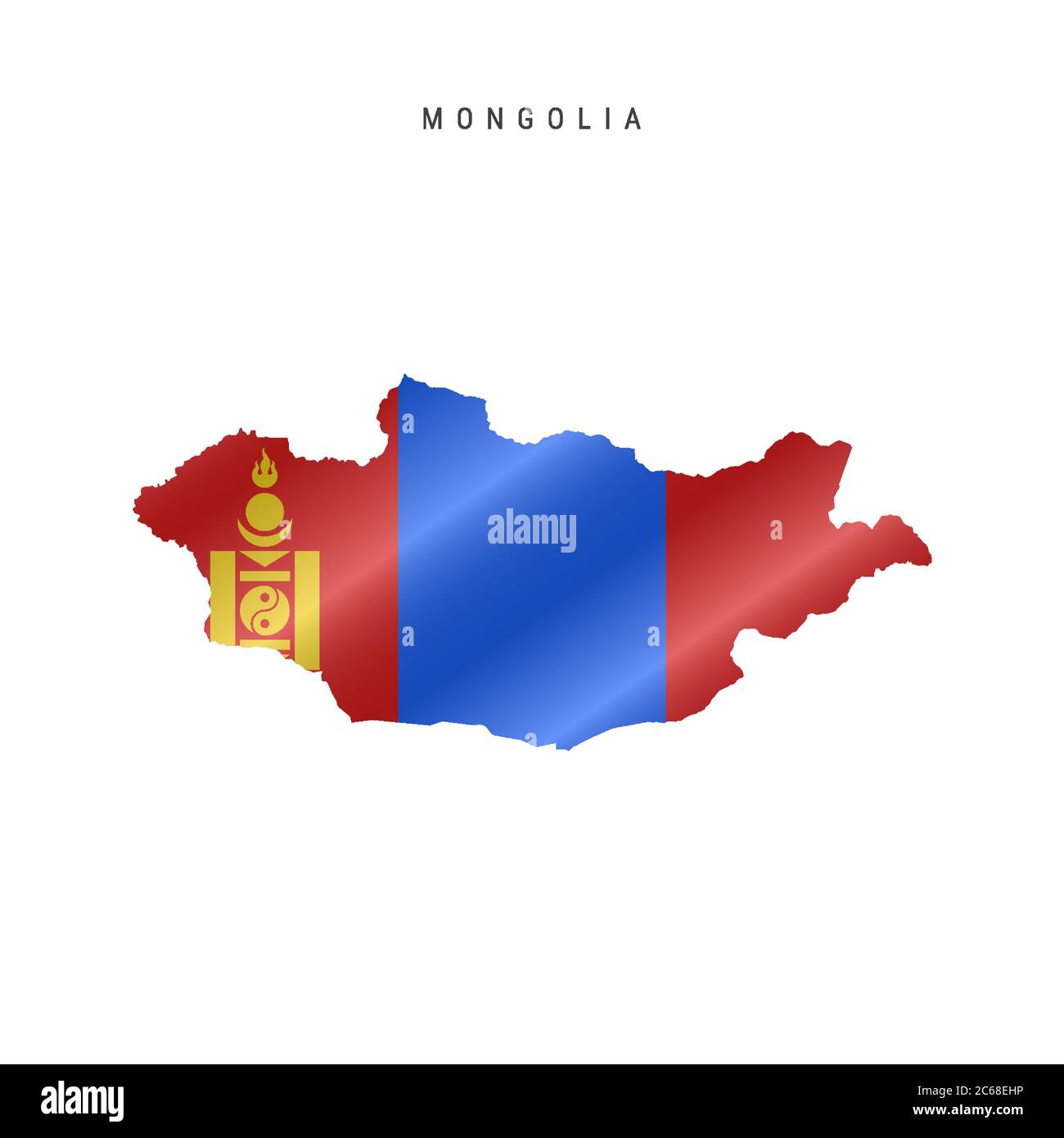 Detailed Waving Flag Map Of Mongolia Vector Map With Masked Flag Stock