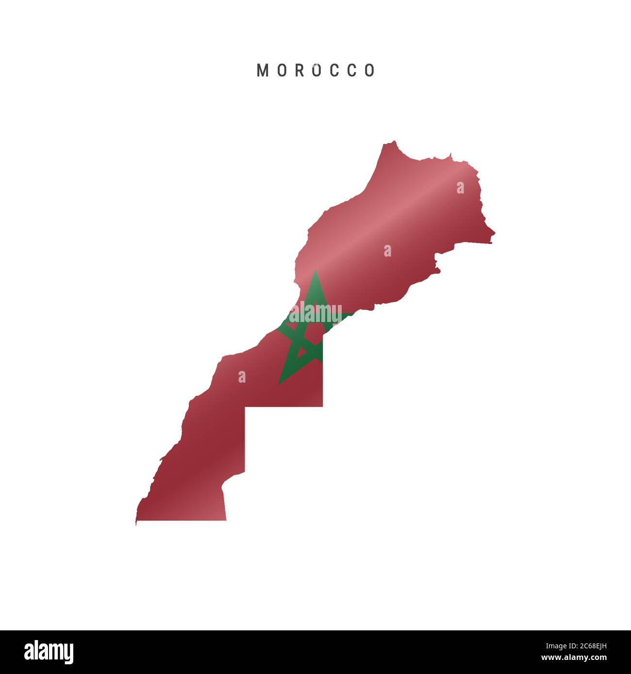 Detailed Waving Flag Map Of Morocco Vector Map With Masked Flag Stock
