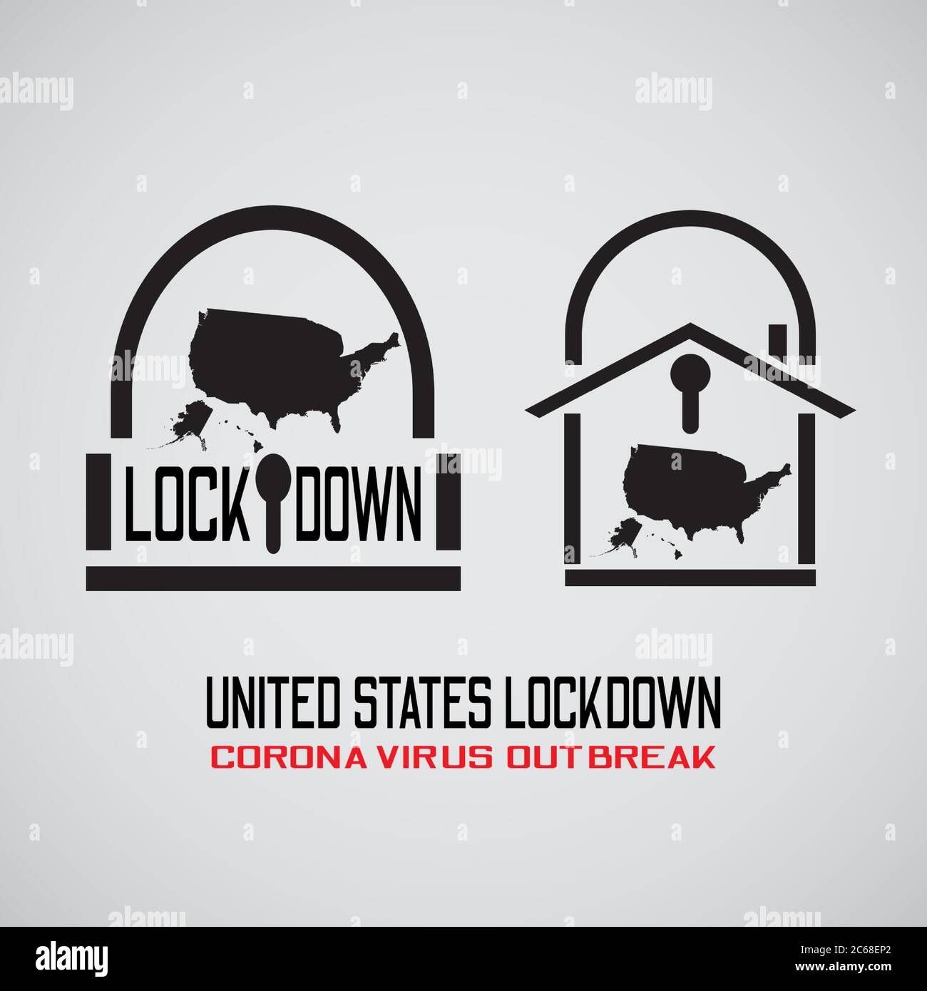 vector illustration of united states lockdown. corona virus. covid-19 ...