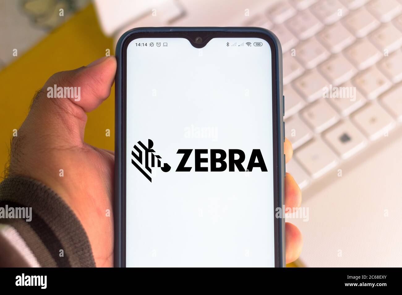 In this photo illustration the Zebra Technologies logo seen displayed ...