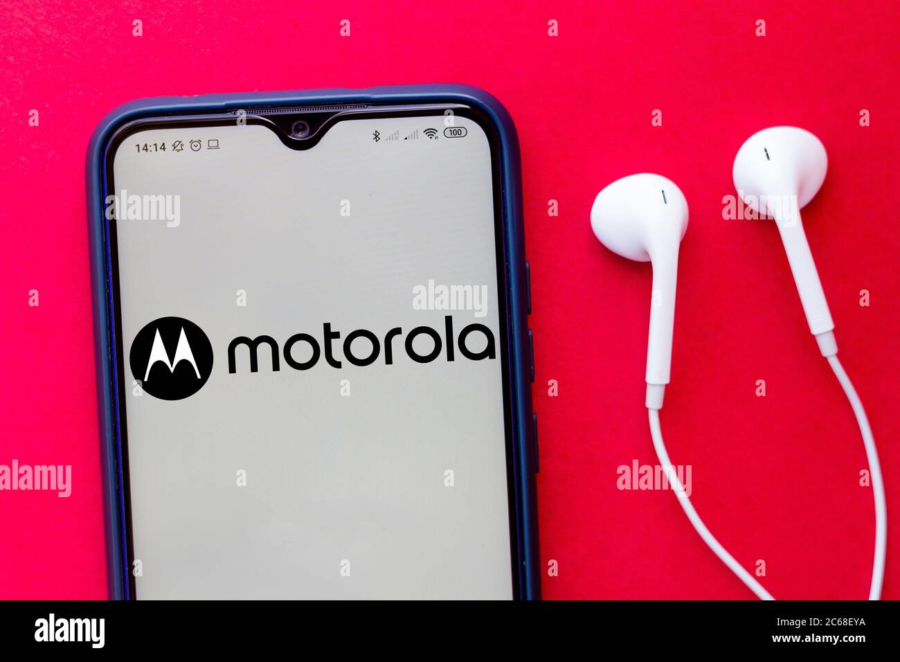 In this photo illustration the Motorola logo seen displayed on a ...