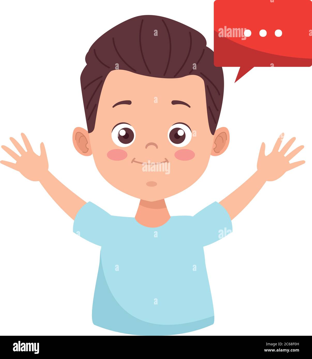 cute little boy with speech bubble avatar character vector illustration ...