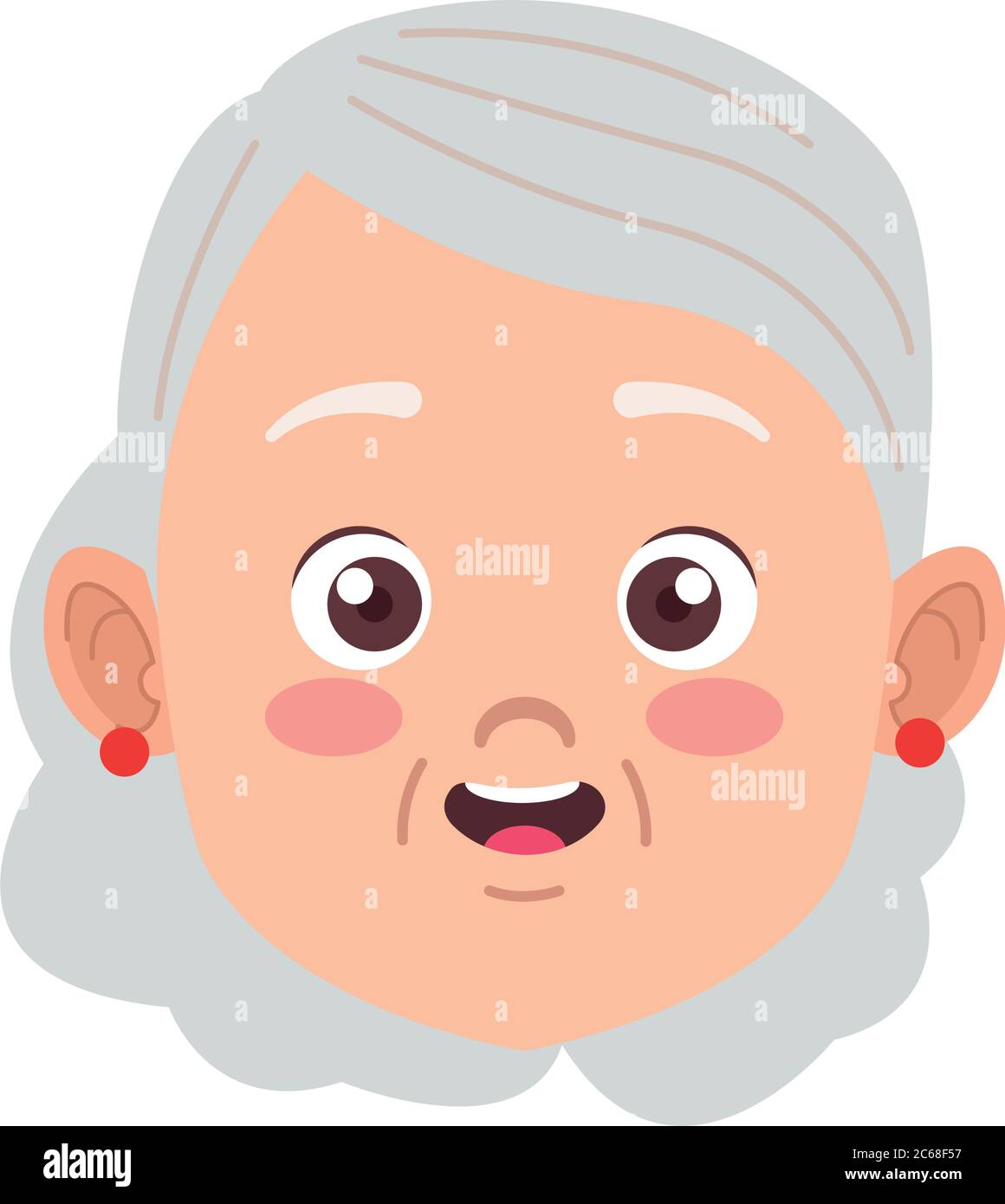 Cute Happy Grandmother Head Avatar Character Vector Illustration Design
