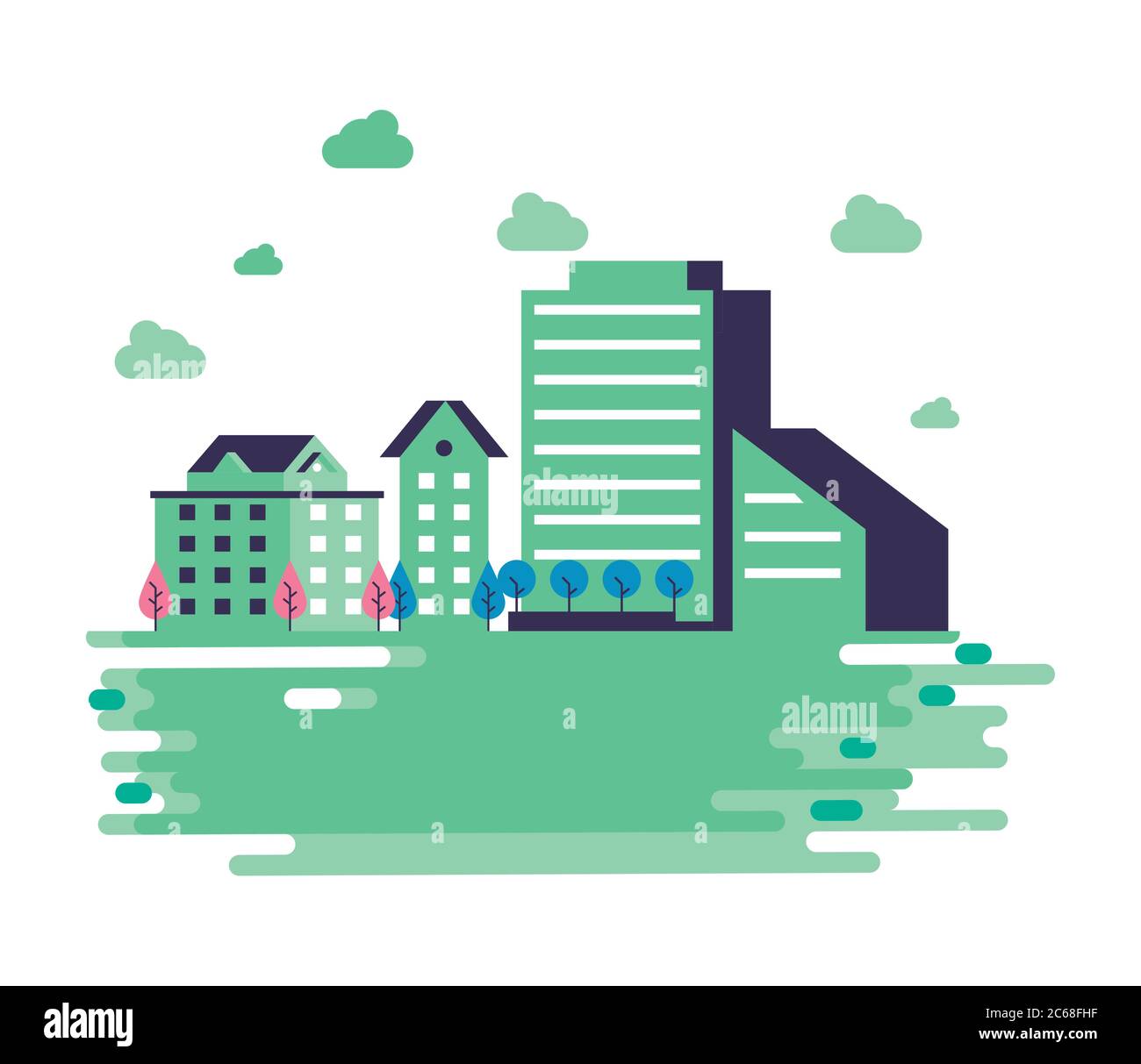 Minimal cloudy landscape Stock Vector Images - Alamy