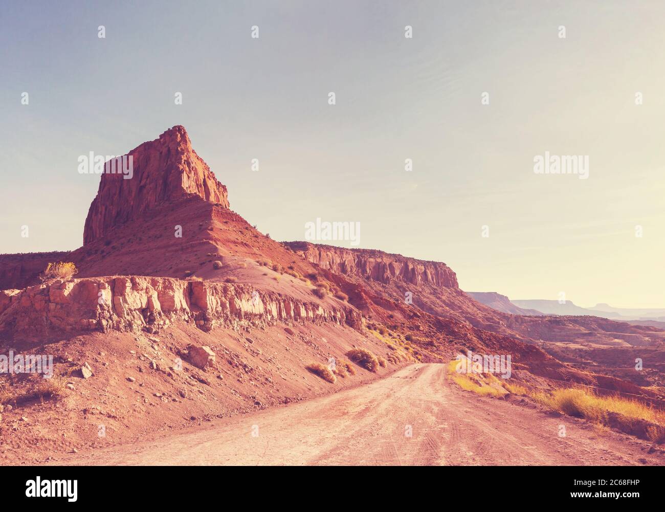 Road in the prairie country. Deserted natural travel background Stock ...
