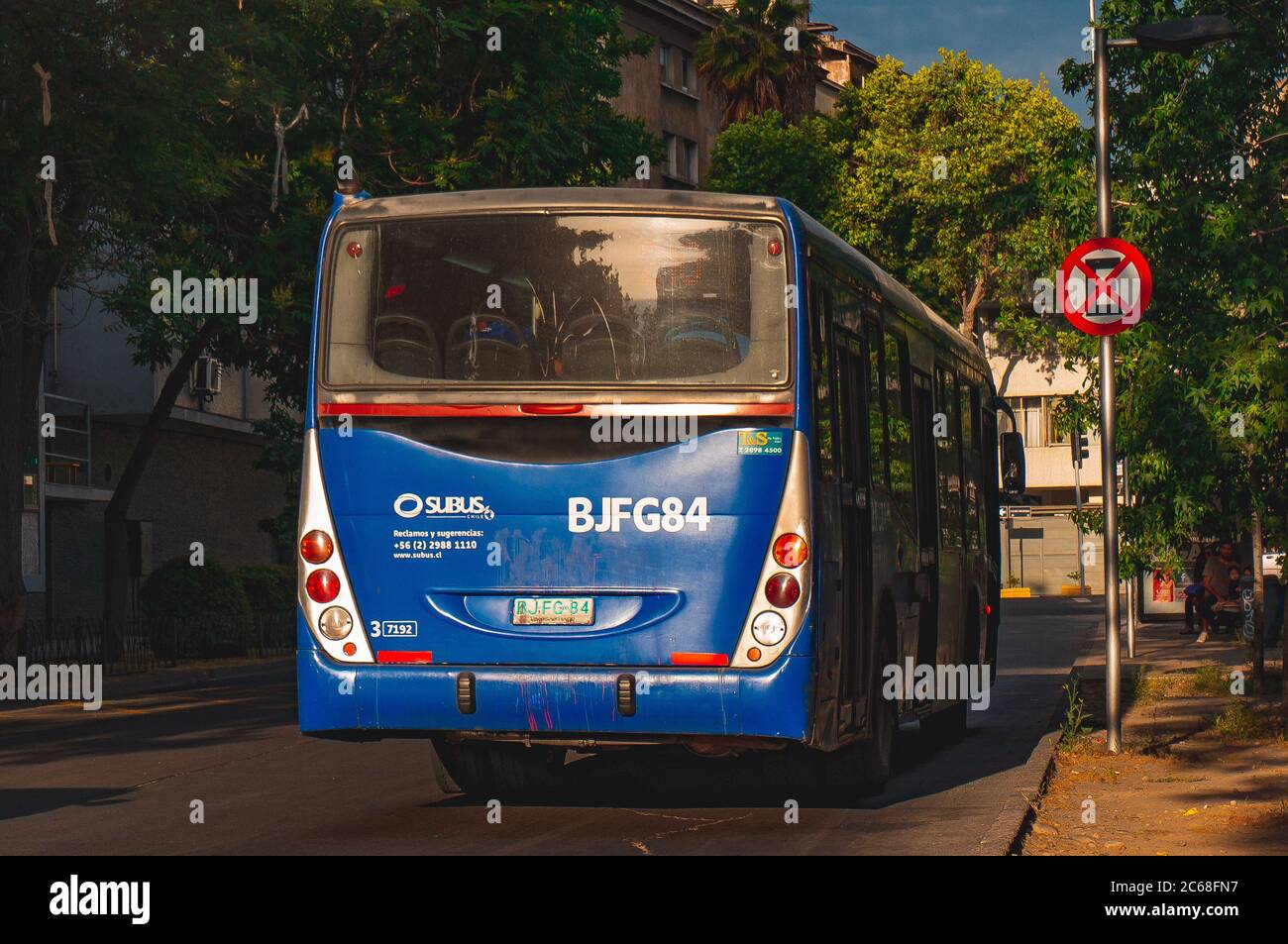 Santiago, Chile - December 2015: A public transport bus in Santiago ...