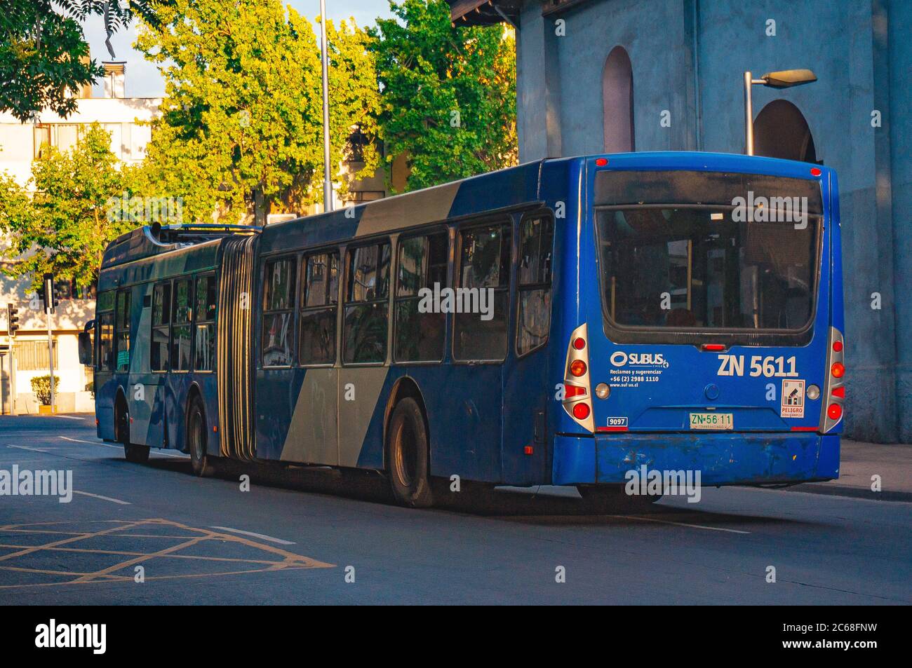 Santiago, Chile - December 2015: A public transport bus in Santiago ...