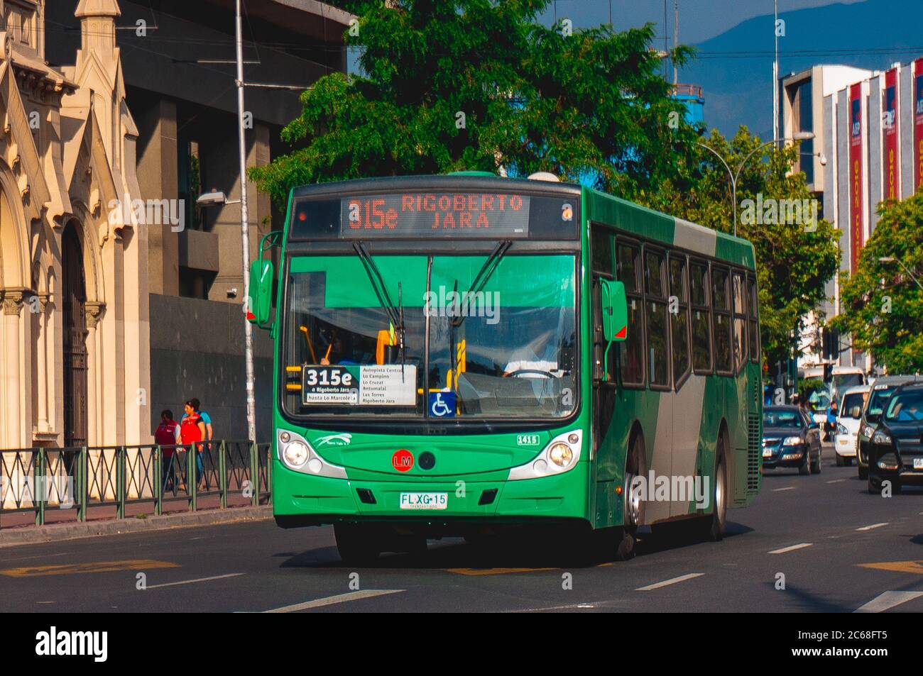 Santiago, Chile - December 2015: A public transport bus in Santiago ...