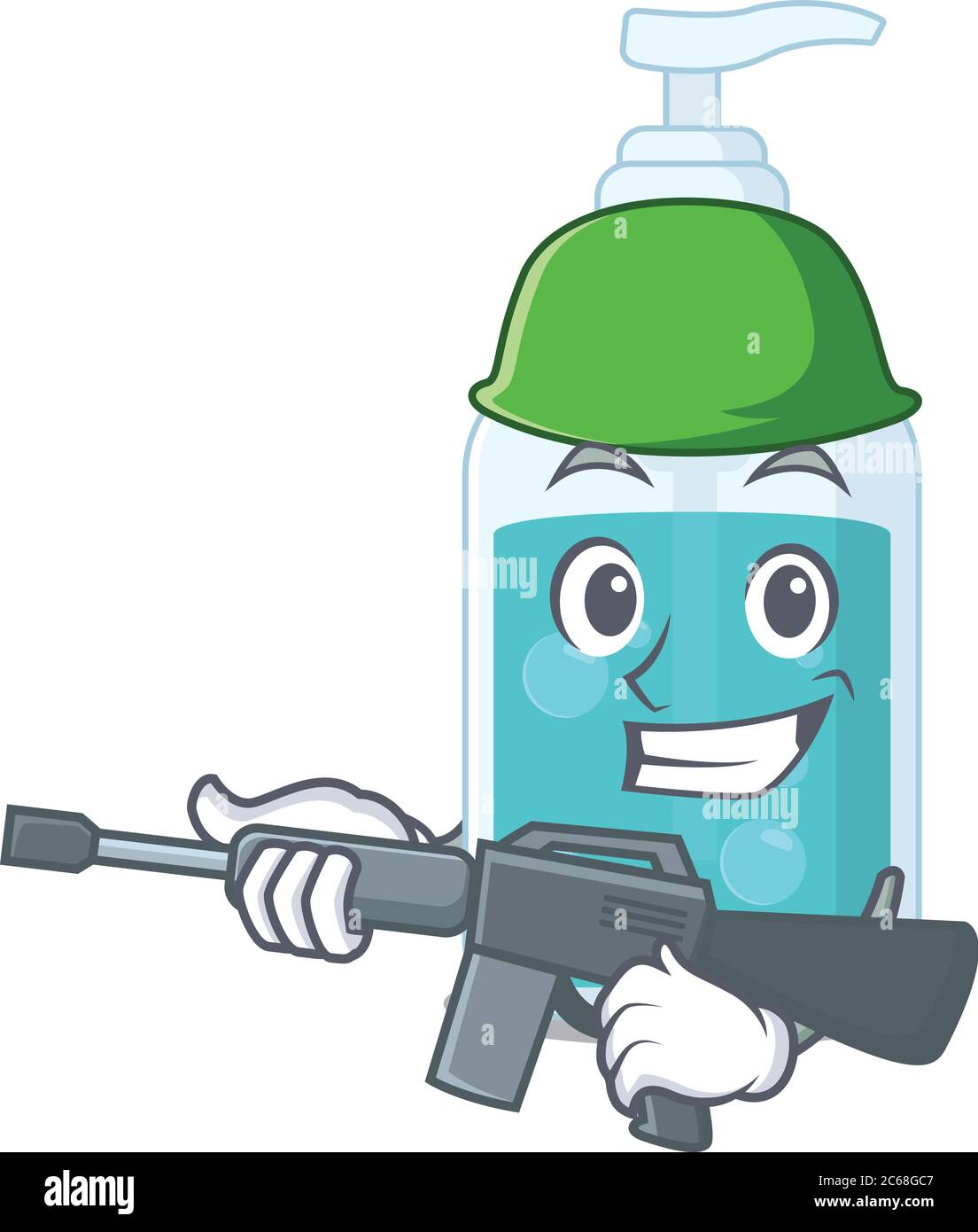 A cartoon picture of Army hand sanitizer holding machine gun Stock ...