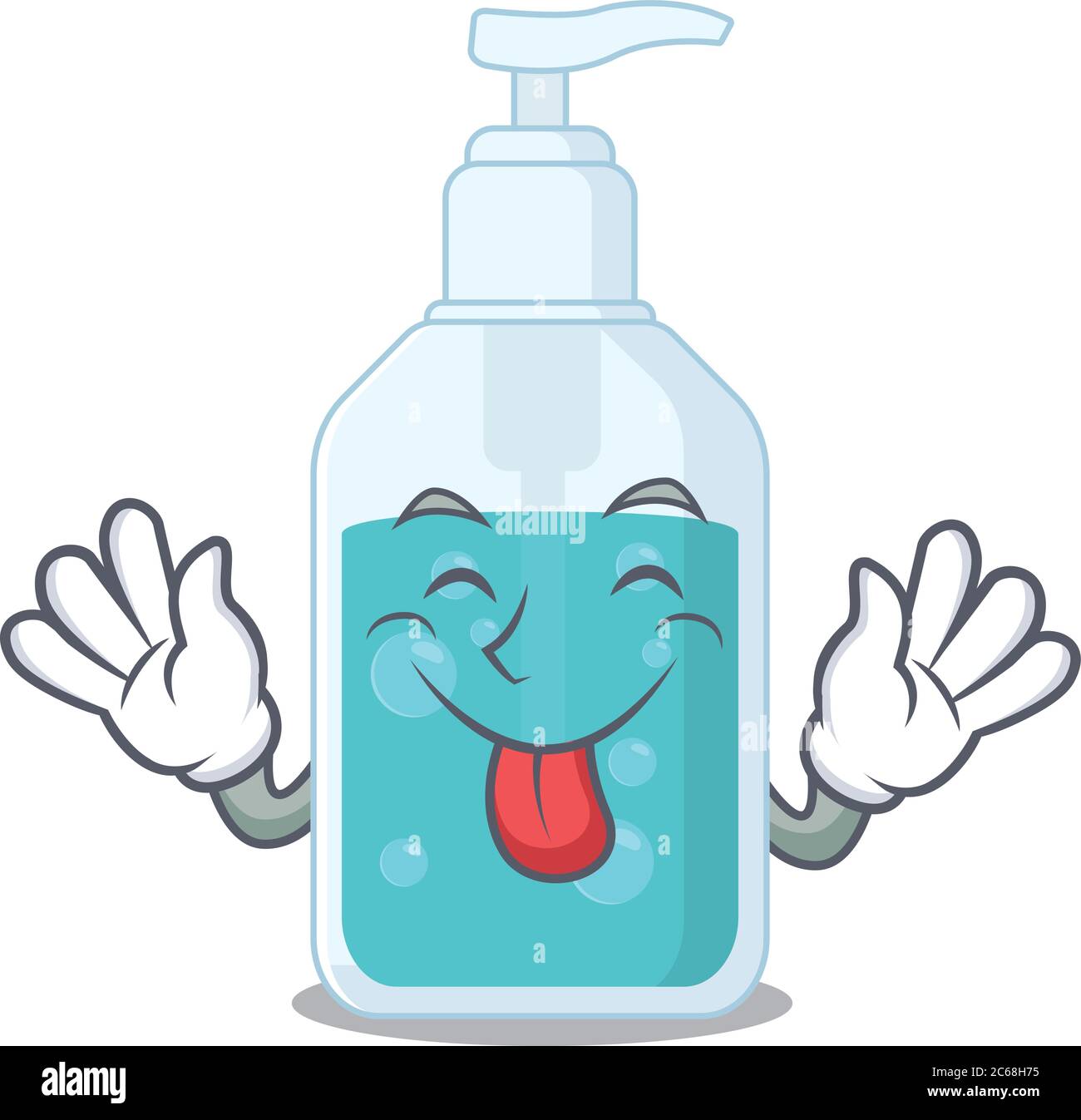 Funny hand sanitizer cartoon design with tongue out face Stock Vector ...