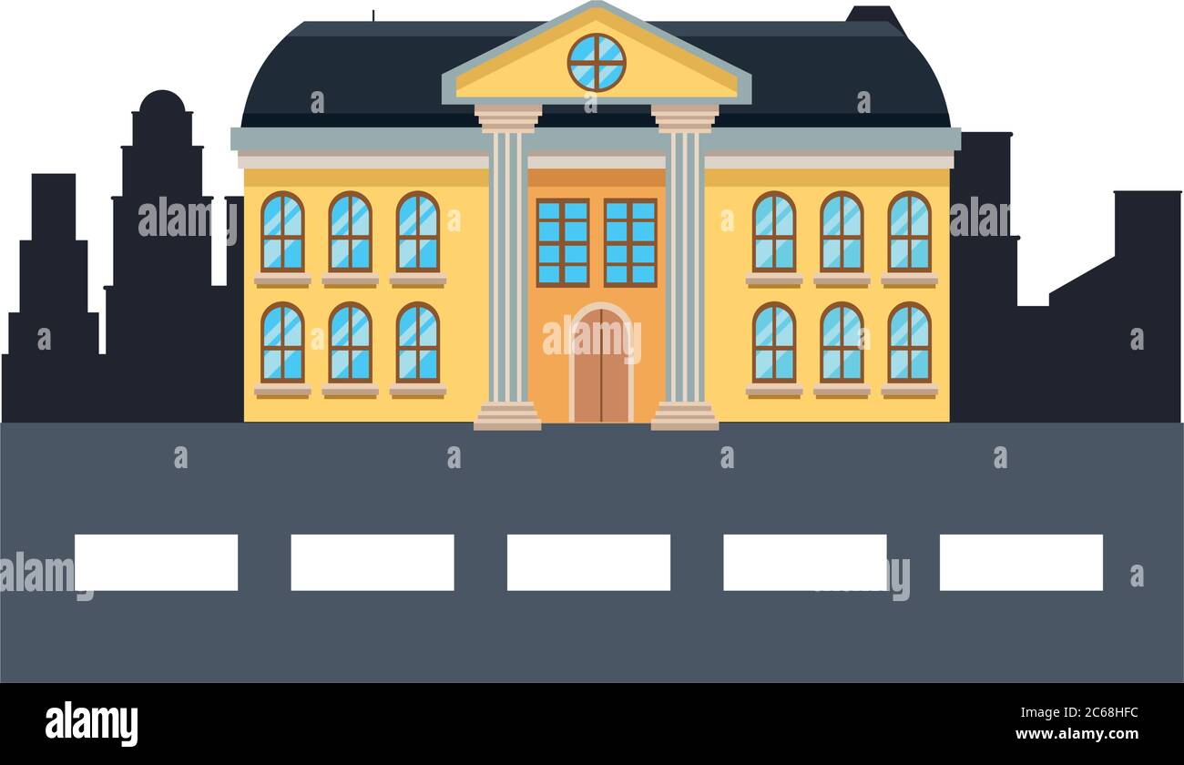 elementary school facade scene icon vector illustration design Stock ...