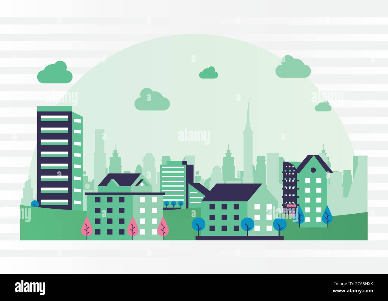 Minimal cloudy landscape Stock Vector Images - Alamy