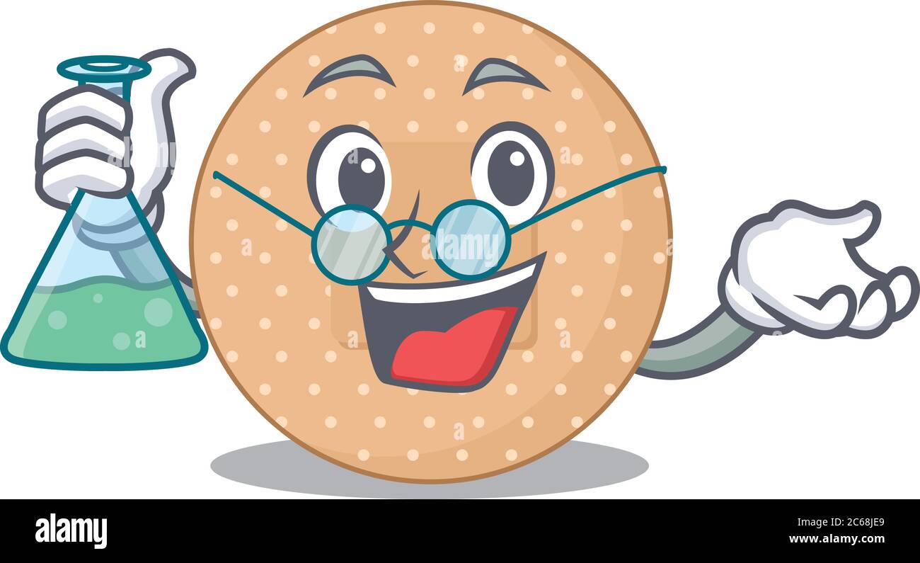 Super Genius Professor of rounded bandage Caricature character working ...