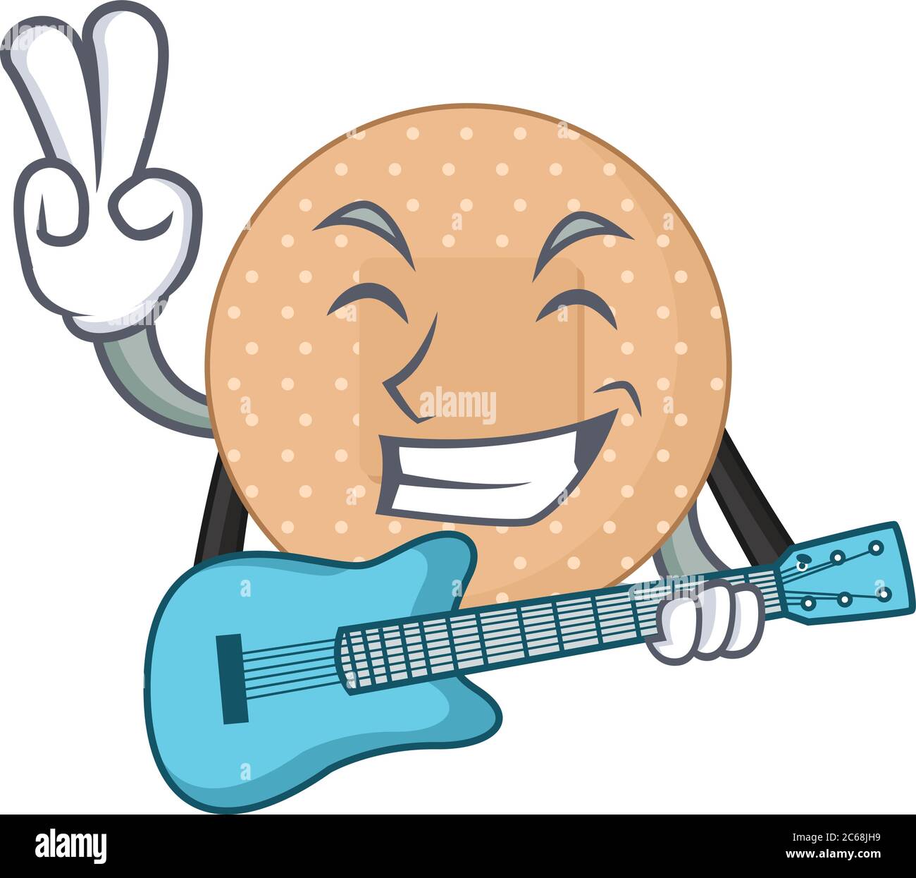 Rounded bandage musician cartoon design playing a guitar Stock Vector ...