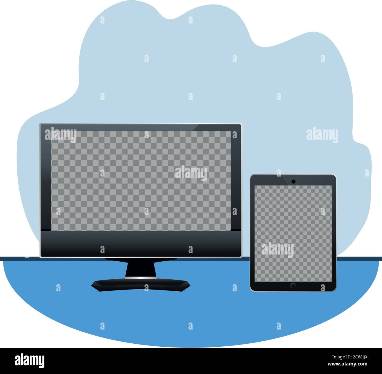 tablet and desktop digital devices technology icons vector illustration ...