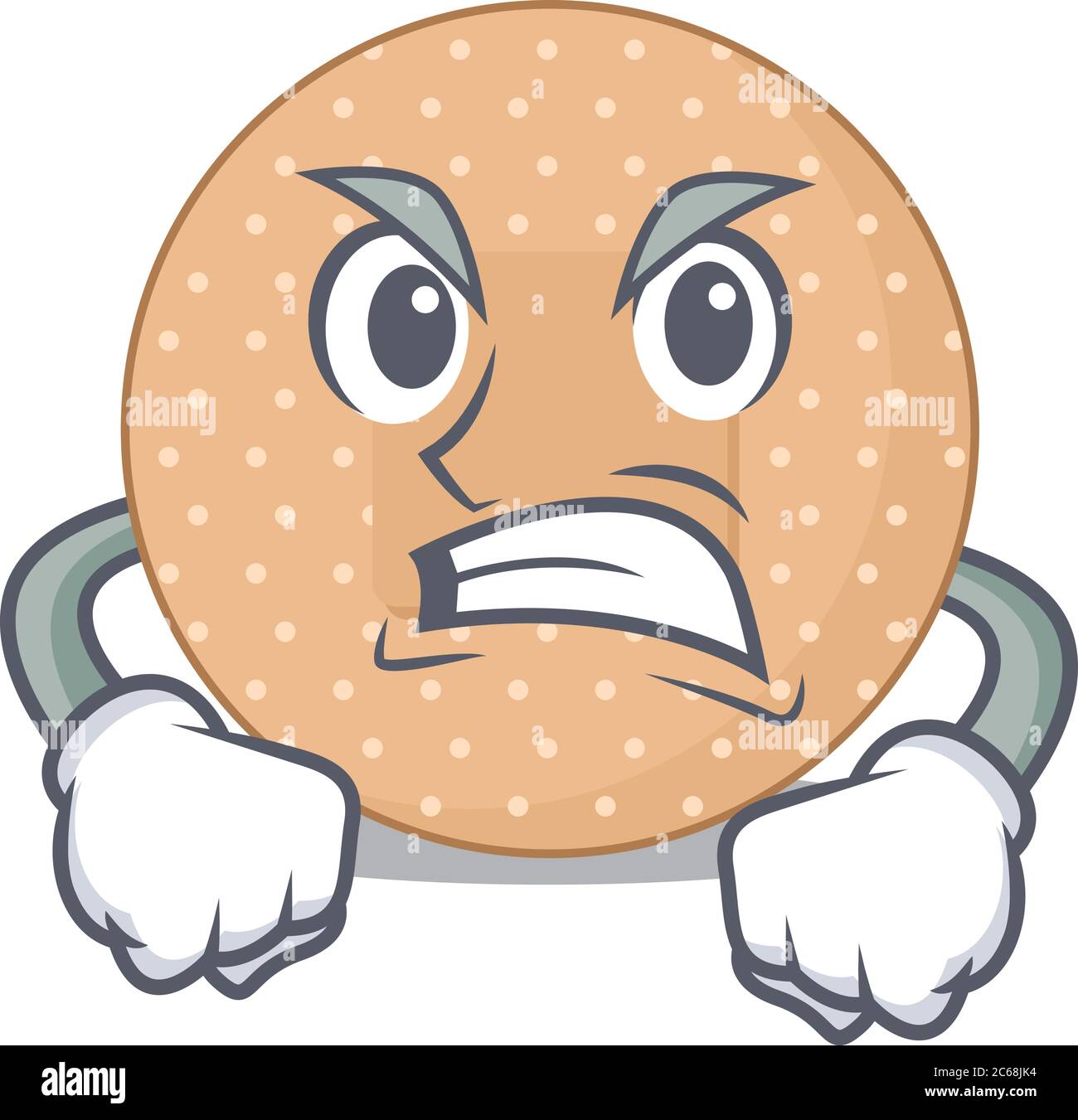 A cartoon picture style of rounded bandage having a mad face Stock ...