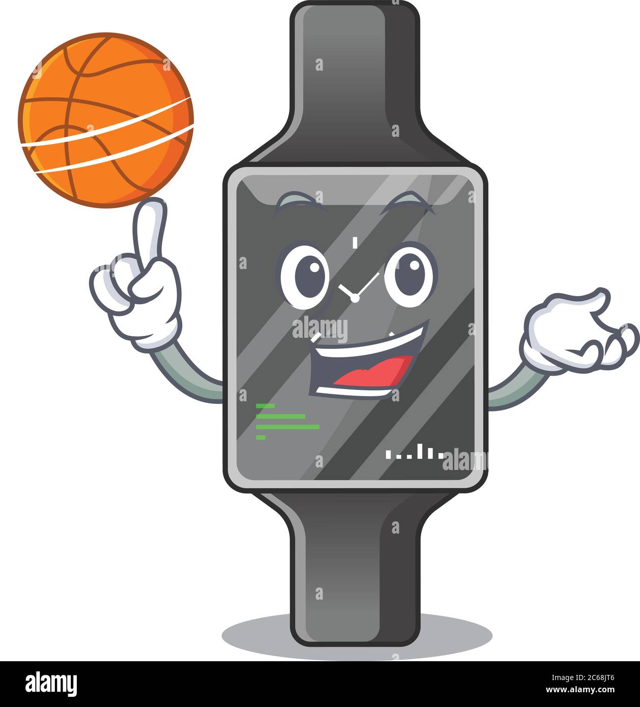An athletic smart watch cartoon mascot design with basketball Stock ...
