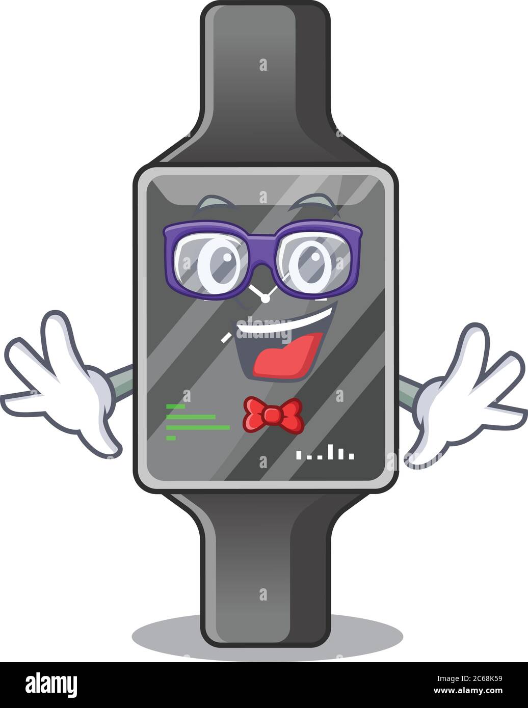 A caricature drawing of nerd smart watch wearing weird glasses Stock ...
