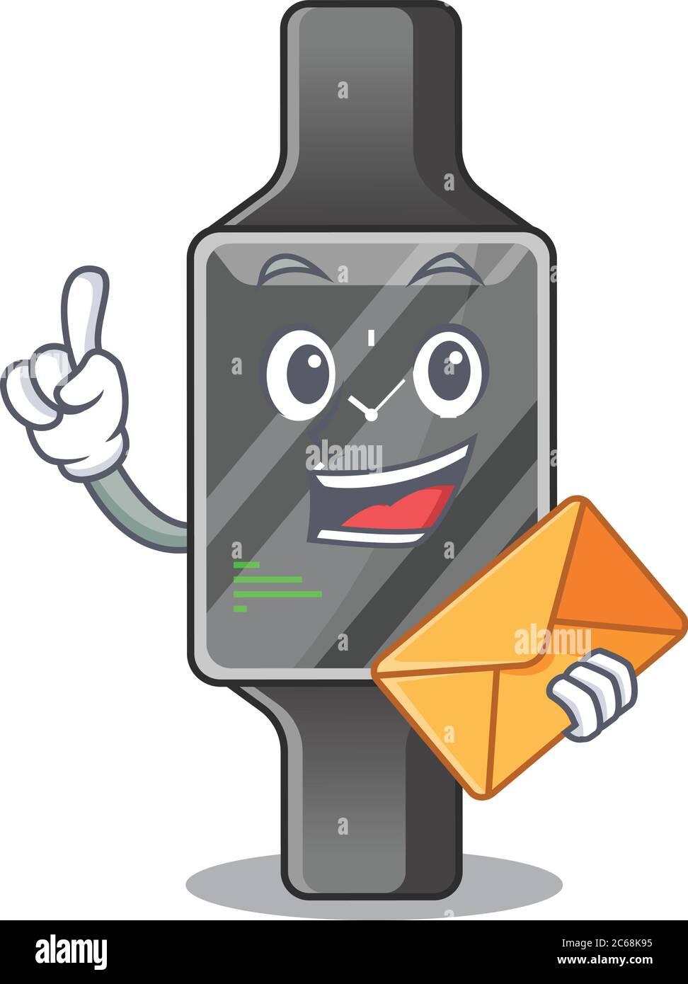 A picture of cheerful smart watch caricature design concept having an ...