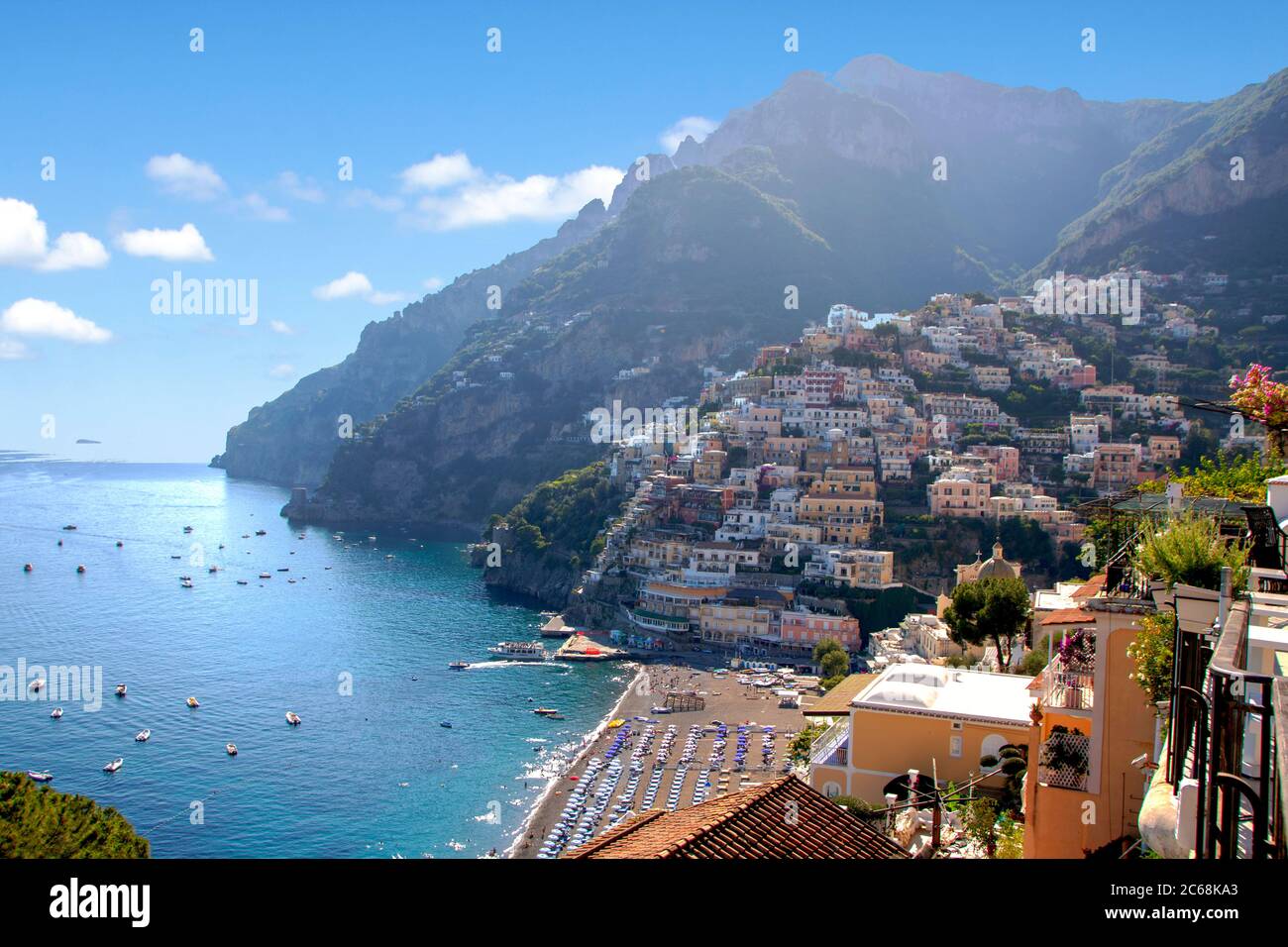 View of the little village of Positano on Amalfi coast in Italy Stock ...