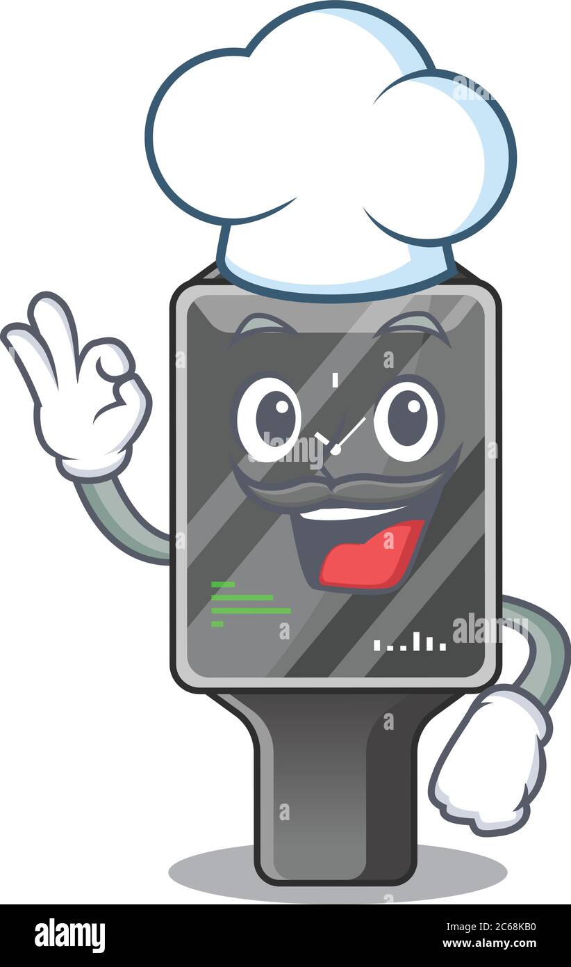 Smart watch chef cartoon drawing style wearing iconic chef hat Stock ...