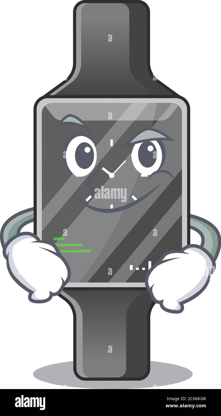 A cute caricature picture of smart watch having confident gesture Stock ...