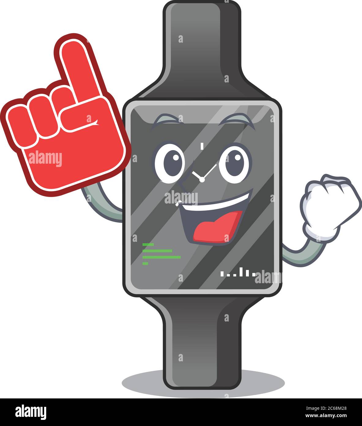 Smart watch in cartoon picture design with Foam finger Stock Vector ...