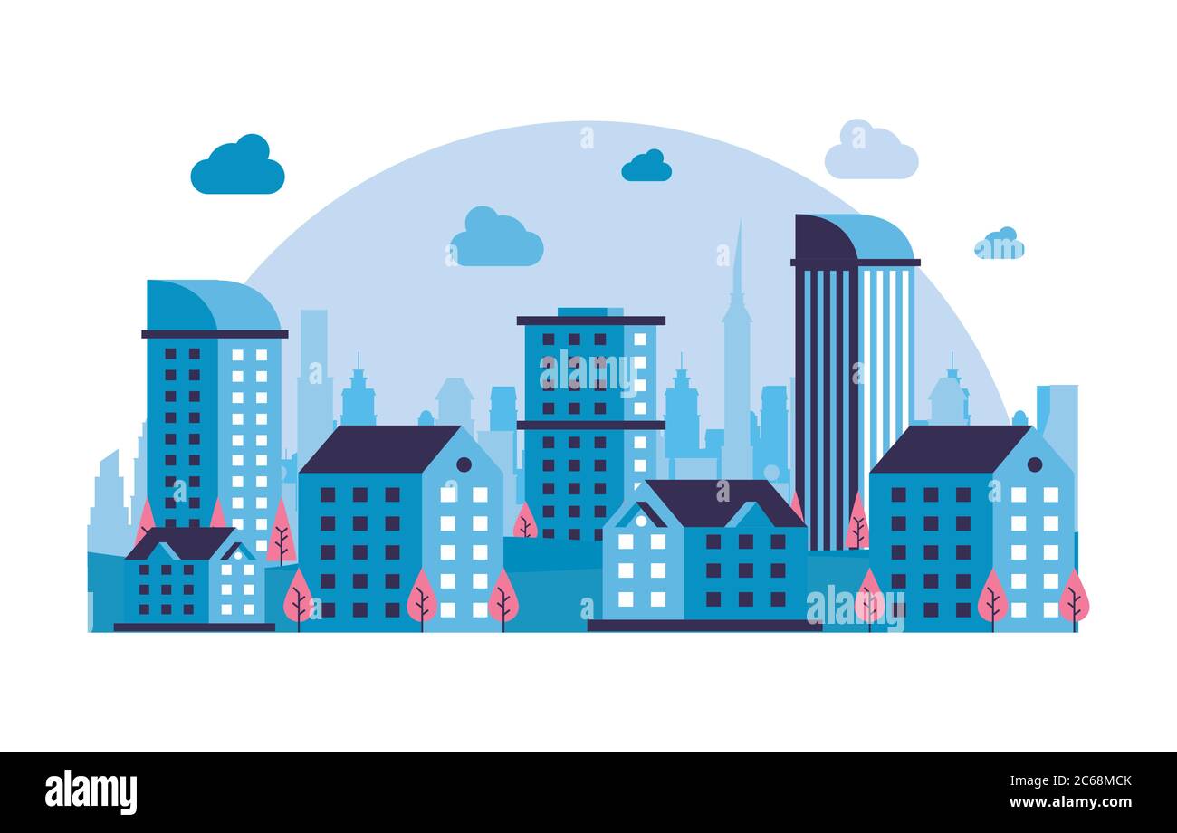 city minimal cityscape scene frame vector illustration design Stock ...