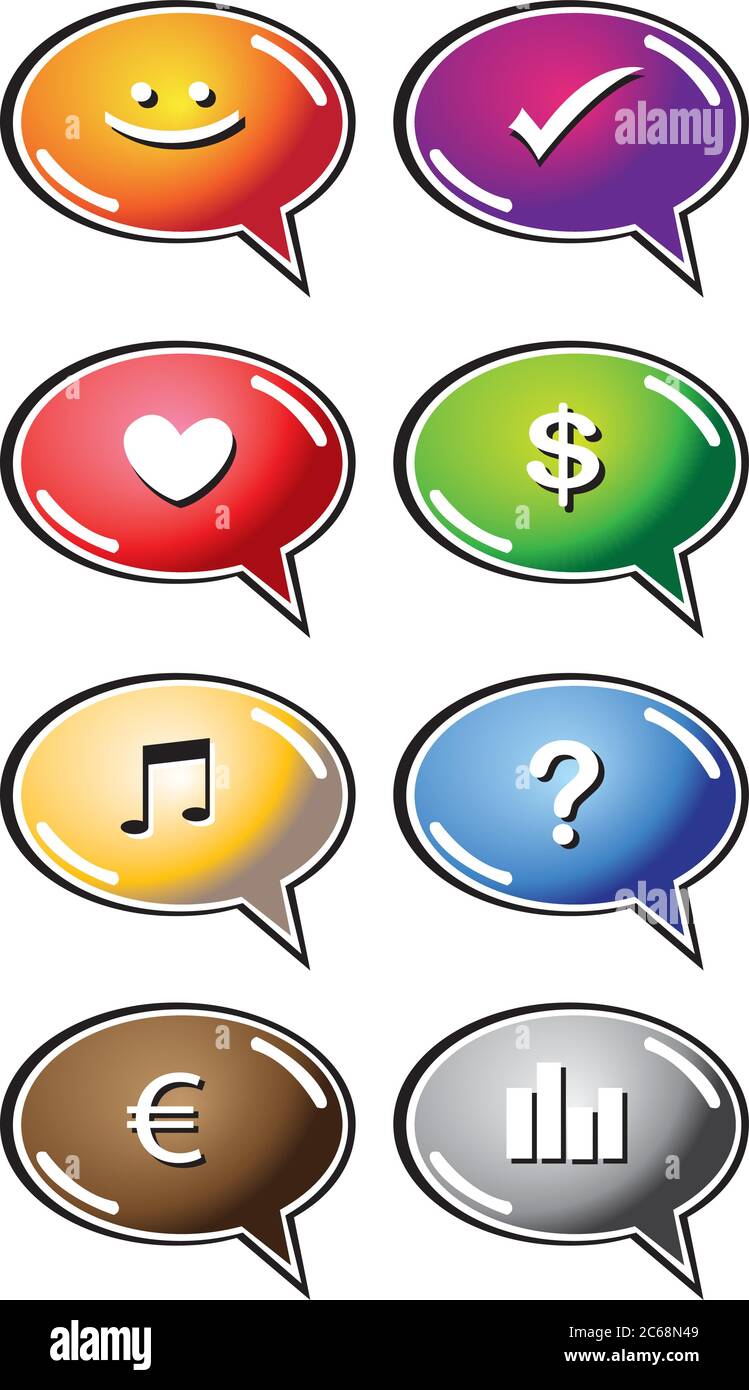 Vector speech bubbles with interesting icons Stock Vector Image & Art ...