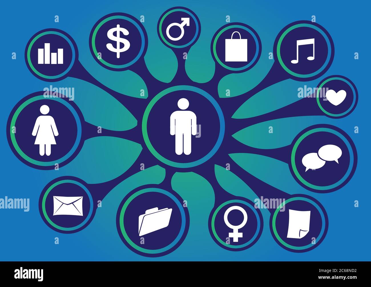 Social network framework communication with icons. Vector illustration ...