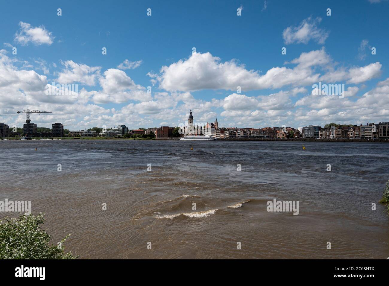 Temse, Belgium, 05 July 2020, View of the waterfront of Temse on the ...