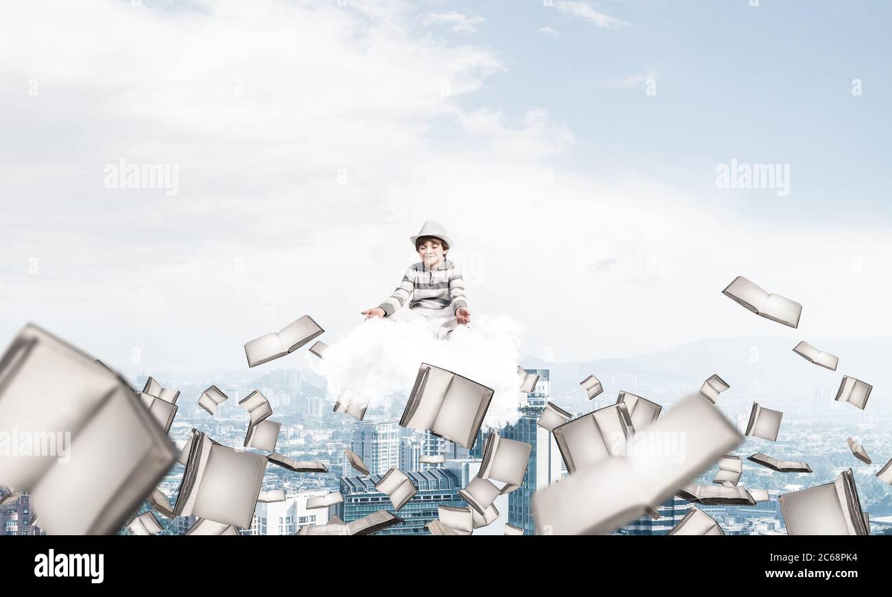 Little boy keeping mind conscious Stock Photo - Alamy