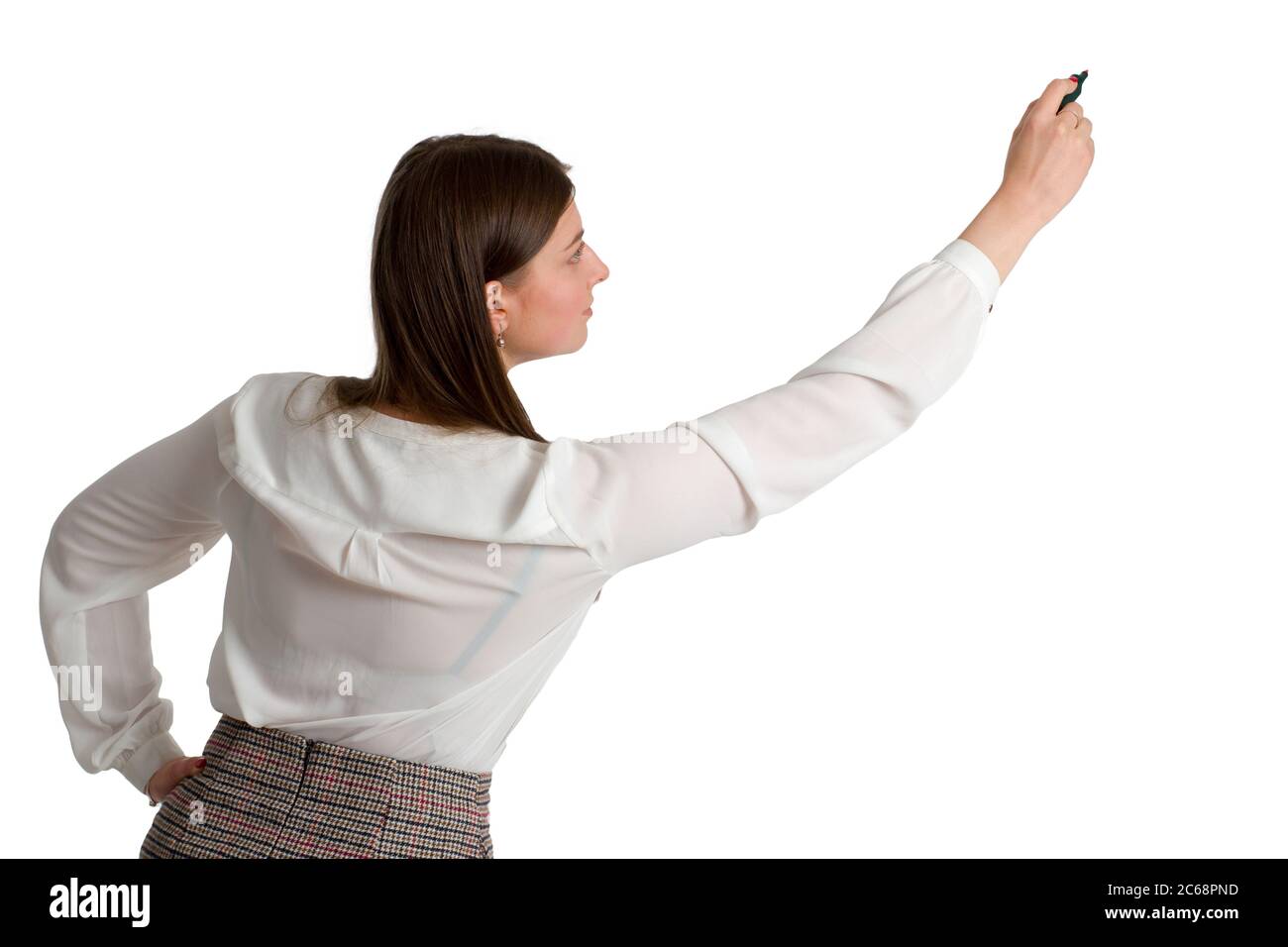 Business woman standing writing in Cut Out Stock Images & Pictures - Alamy