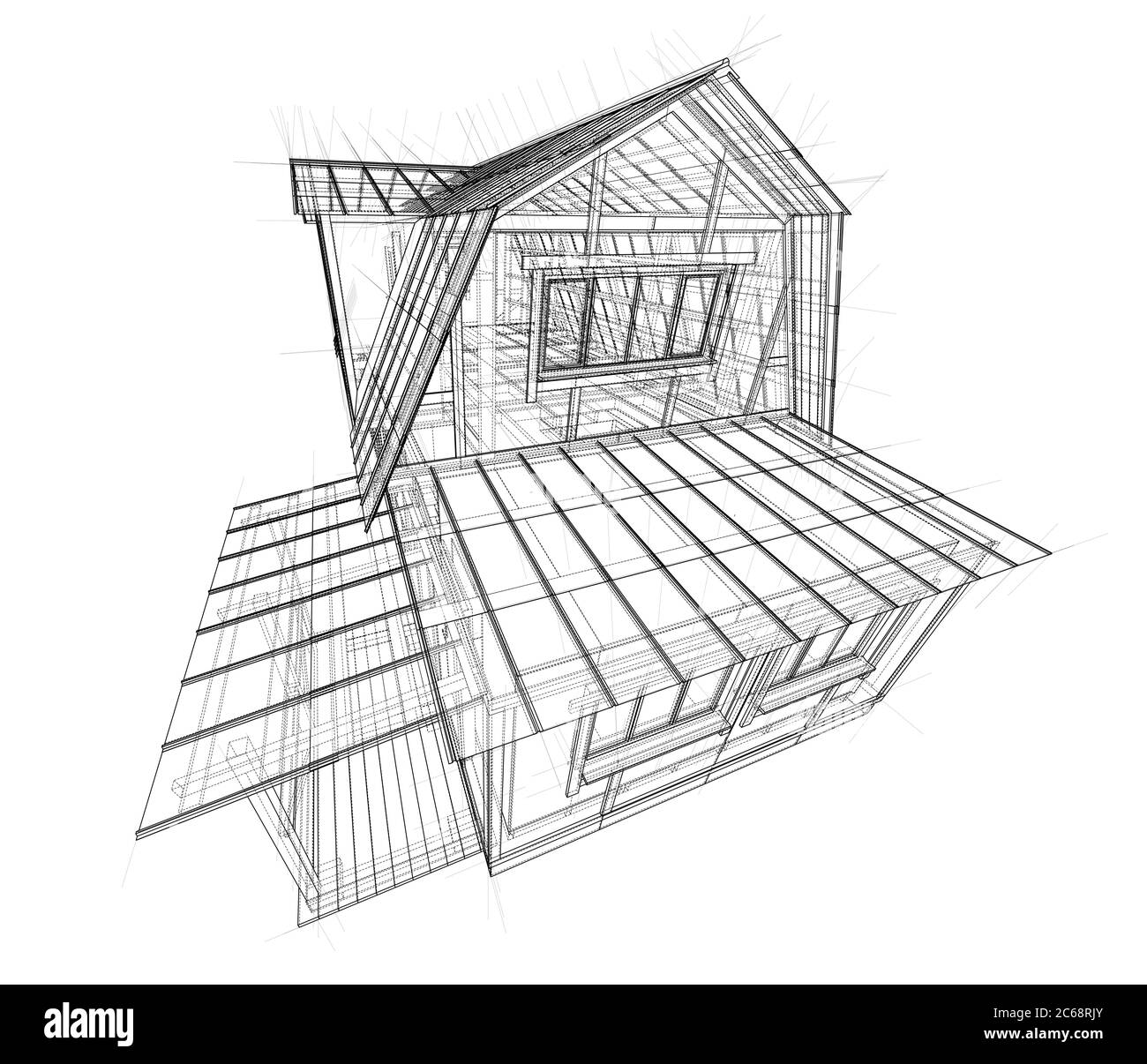 House sketch. 3D illustration Stock Photo - Alamy