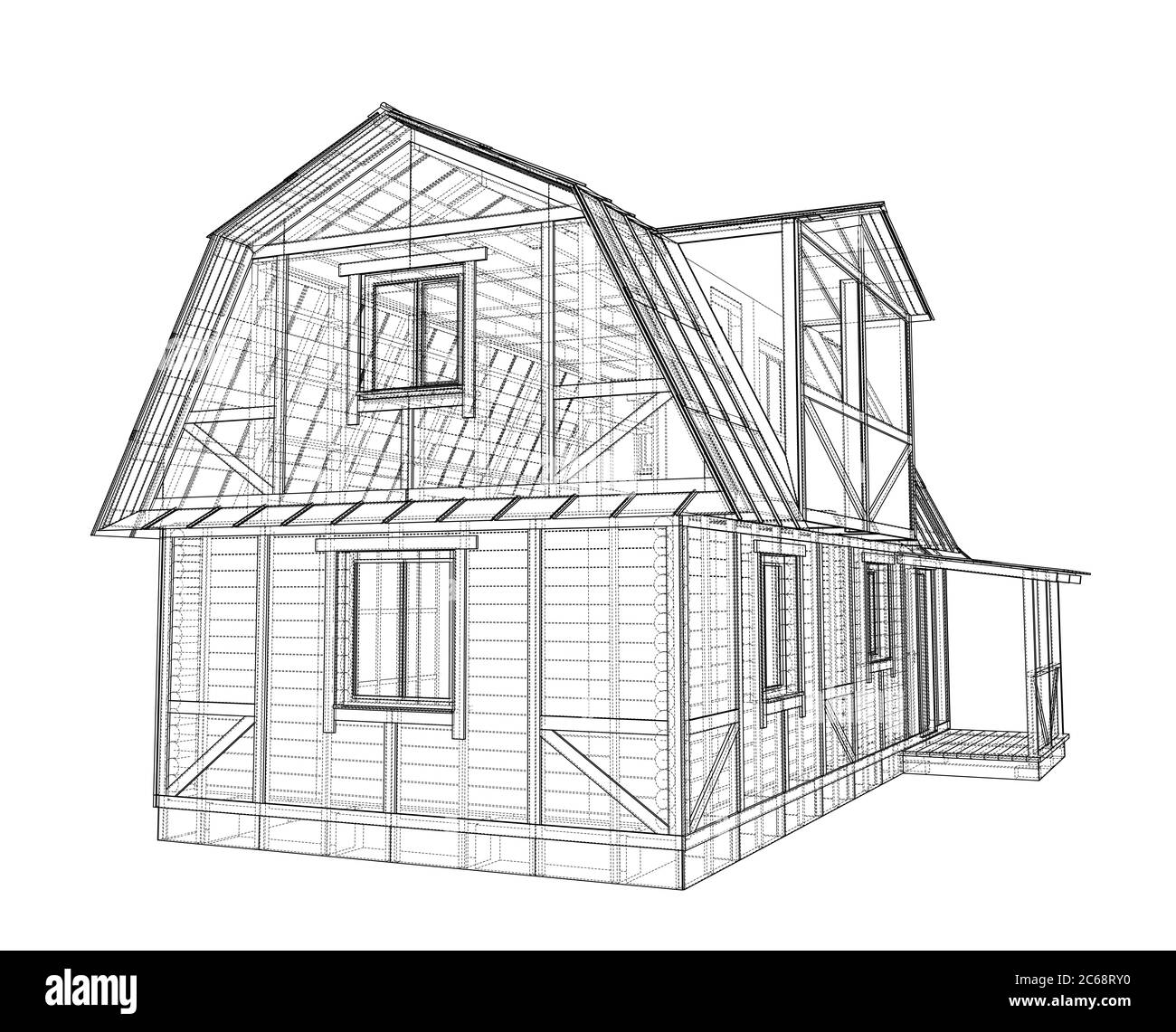 House sketch. 3D illustration Stock Photo - Alamy