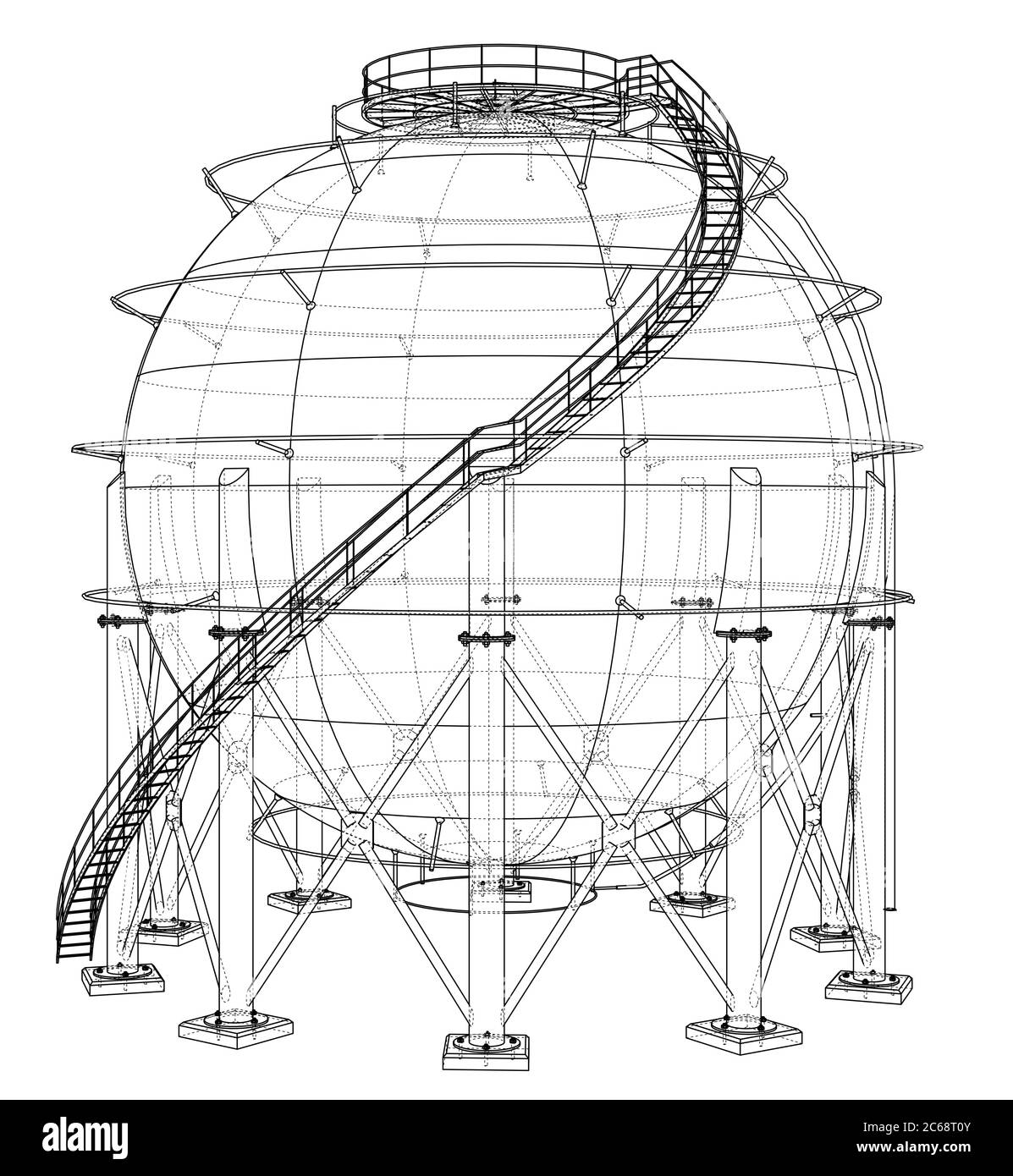 Spherical gas tank outline. 3D illustration Stock Photo - Alamy