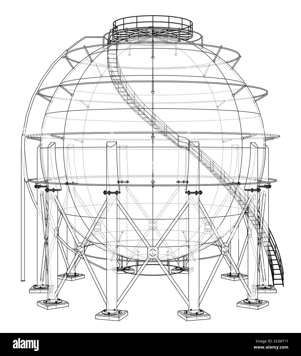Spherical gas tank outline. 3D illustration Stock Photo - Alamy