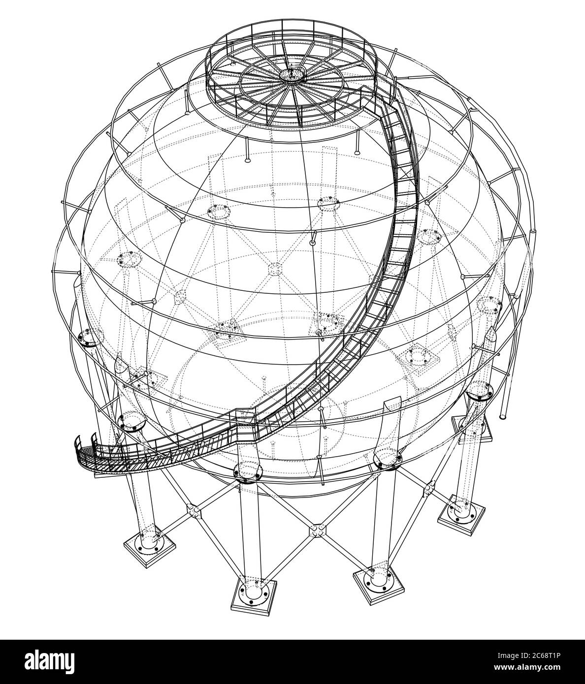 Spherical gas tank outline. 3D illustration Stock Photo - Alamy