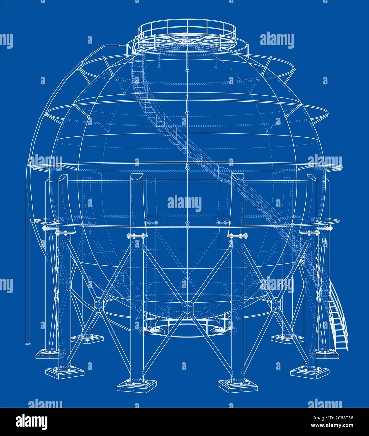 Spherical gas tank outline. 3D illustration Stock Photo - Alamy