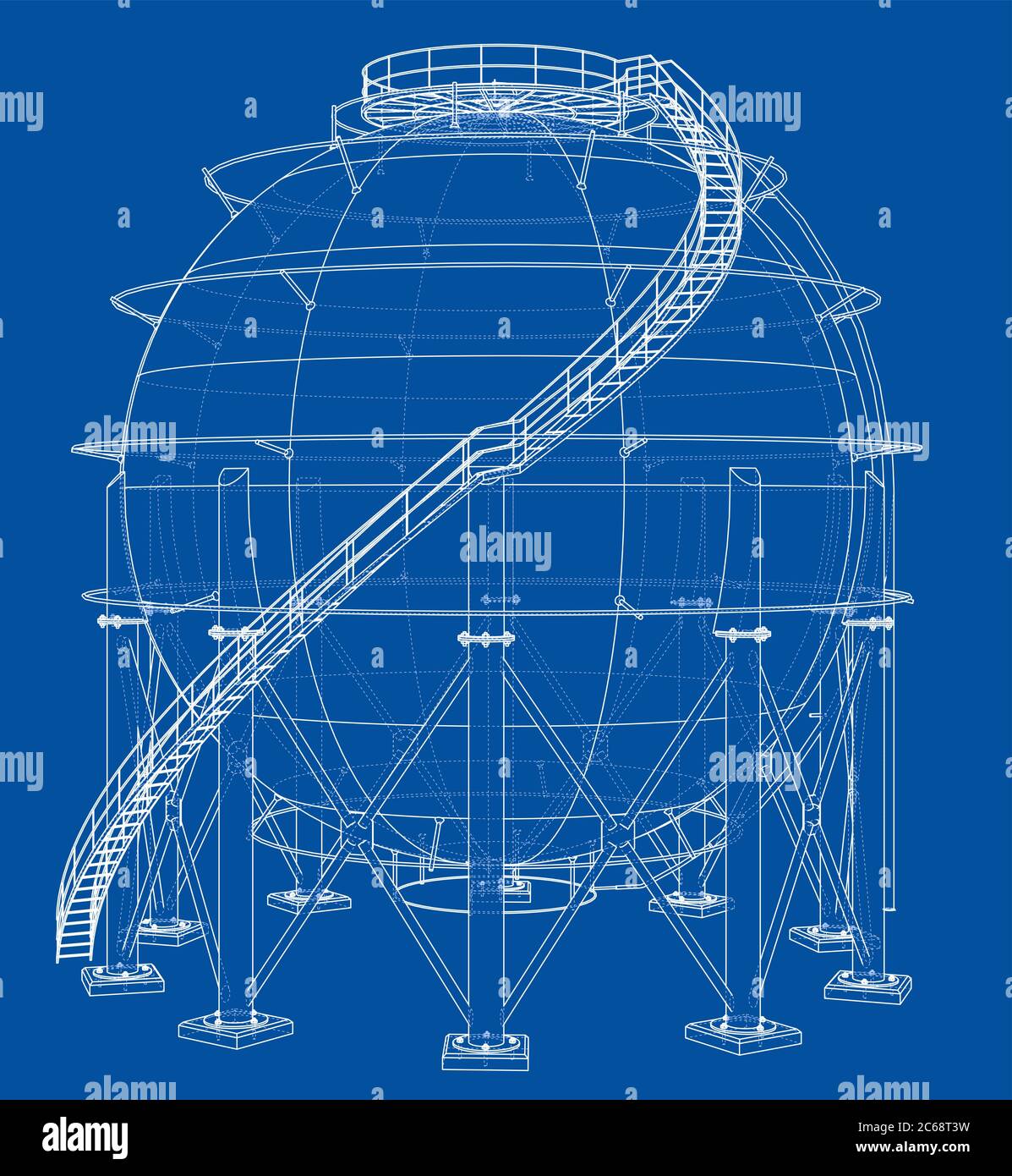 Spherical gas tank outline. 3D illustration Stock Photo - Alamy