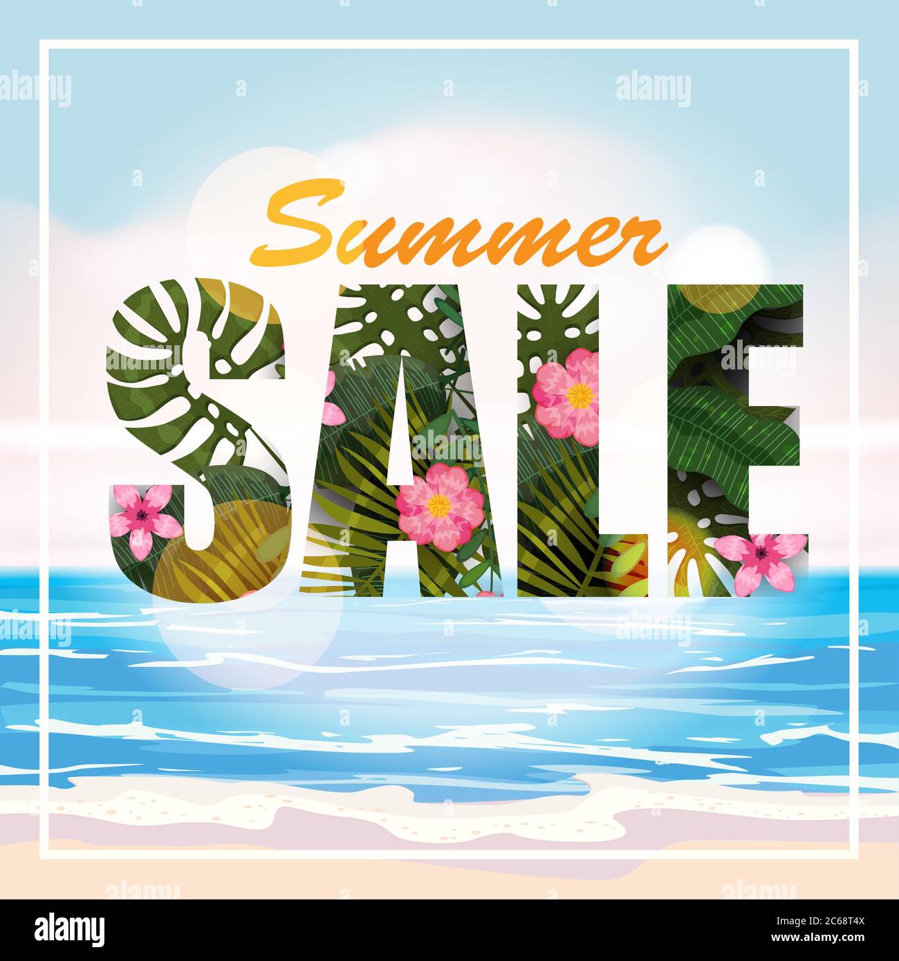 Design of a banner with a logo of hot summer sale. Offer for promotion ...