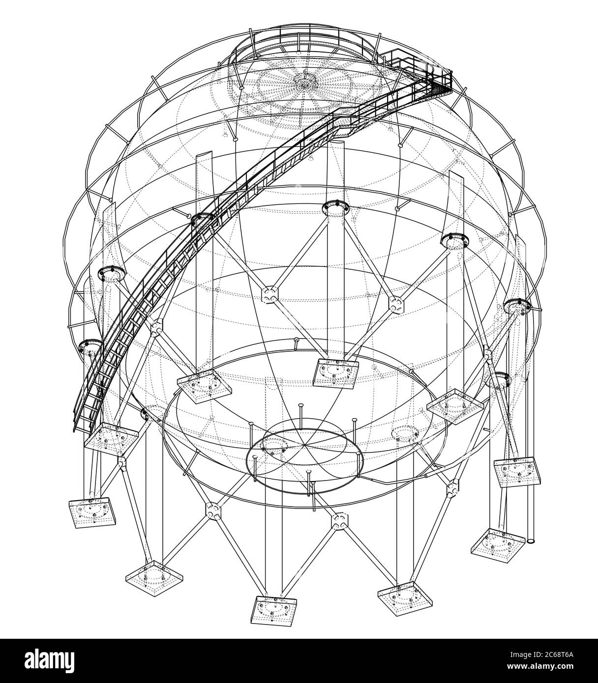 Spherical gas tank outline. 3D illustration Stock Photo - Alamy