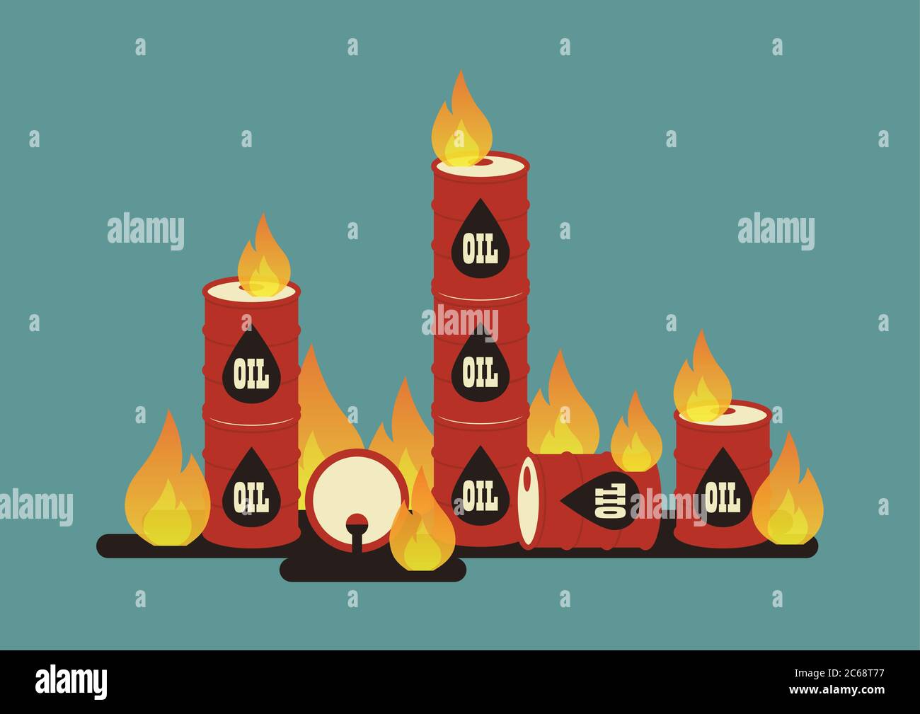 Burning oil barrel. Oil industry crisis concept. Vector illustration Stock Vector Image & Art ...
