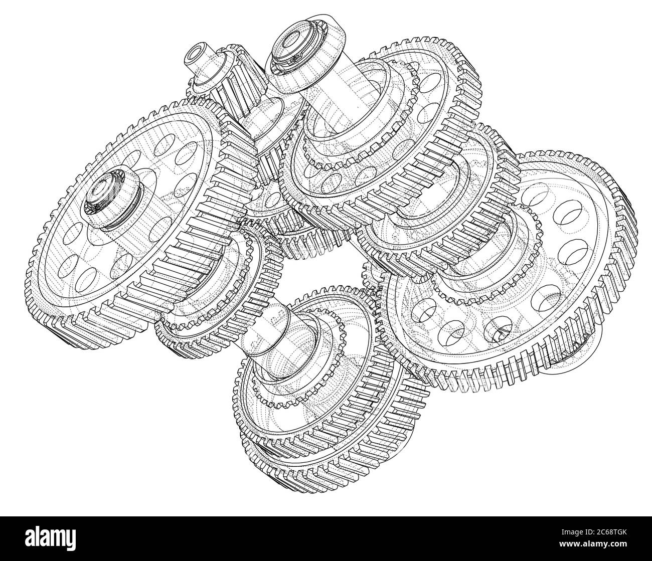 Outline gearbox concept. 3D illustration Stock Photo - Alamy