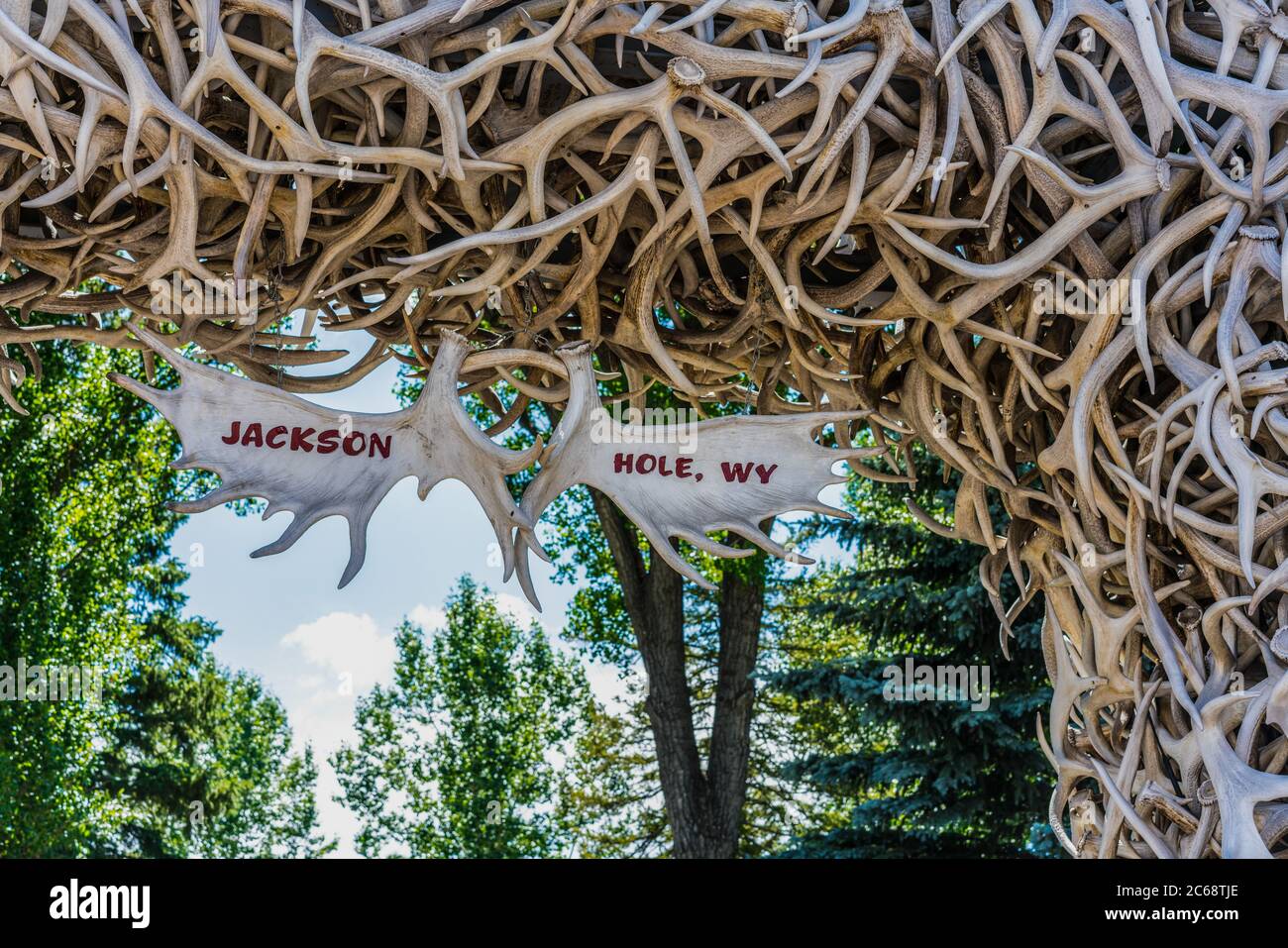 The antler arch in Jackson Hole, Wyoming Stock Photo - Alamy